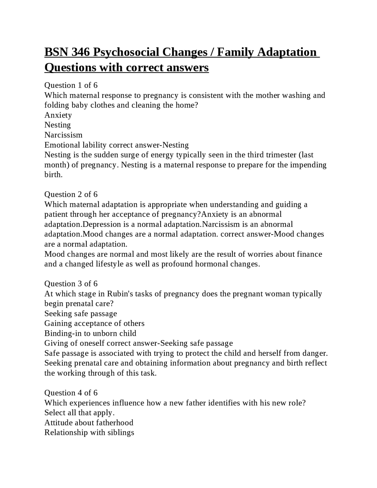 Psychosocial Changes and Family Adaptation During Pregnancy: Questions ...