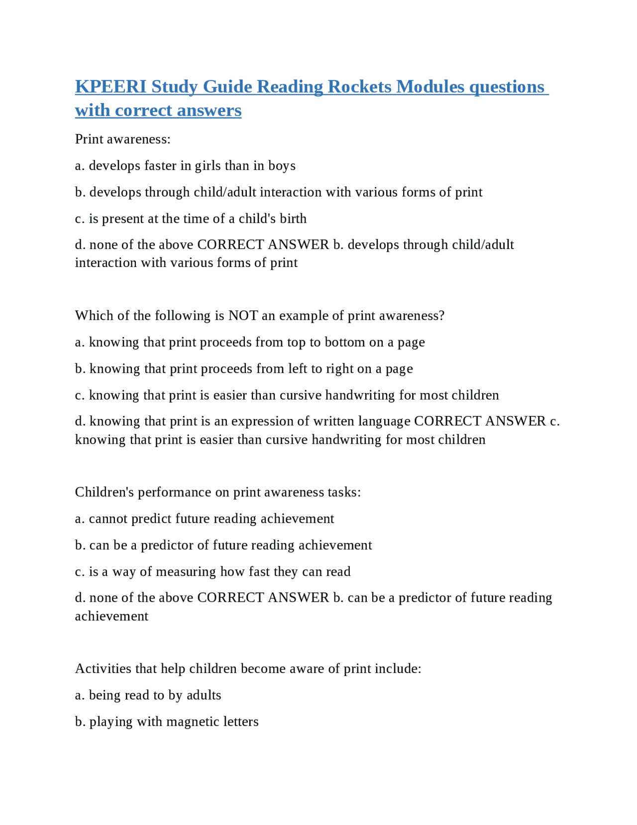 Reading Rockets Modules Study Guide: Print, Phonemic, Phonics, Fluency | Exams Advanced ...