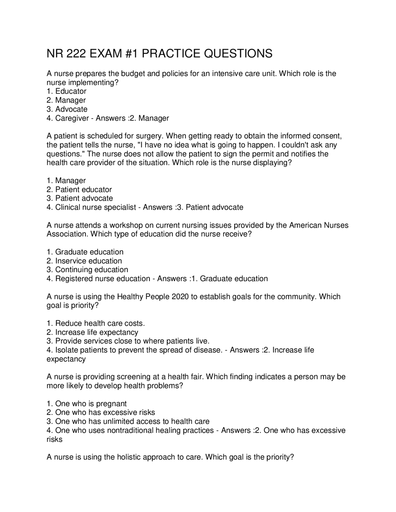 Nursing Exam Practice Questions: Concepts and Applications | Exams ...