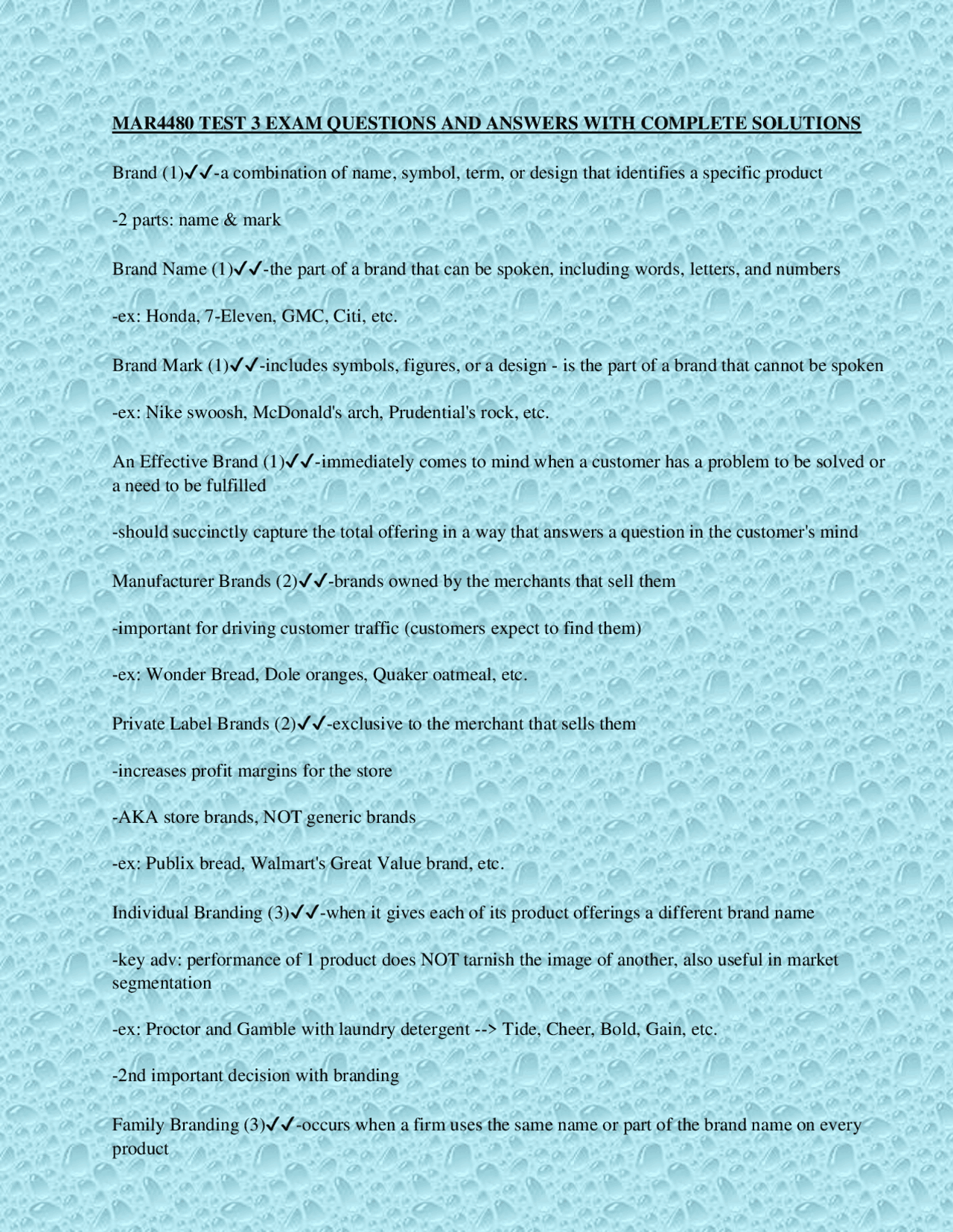 Marketing Exam: Brand Management, Product Life Cycle, and Positioning ...