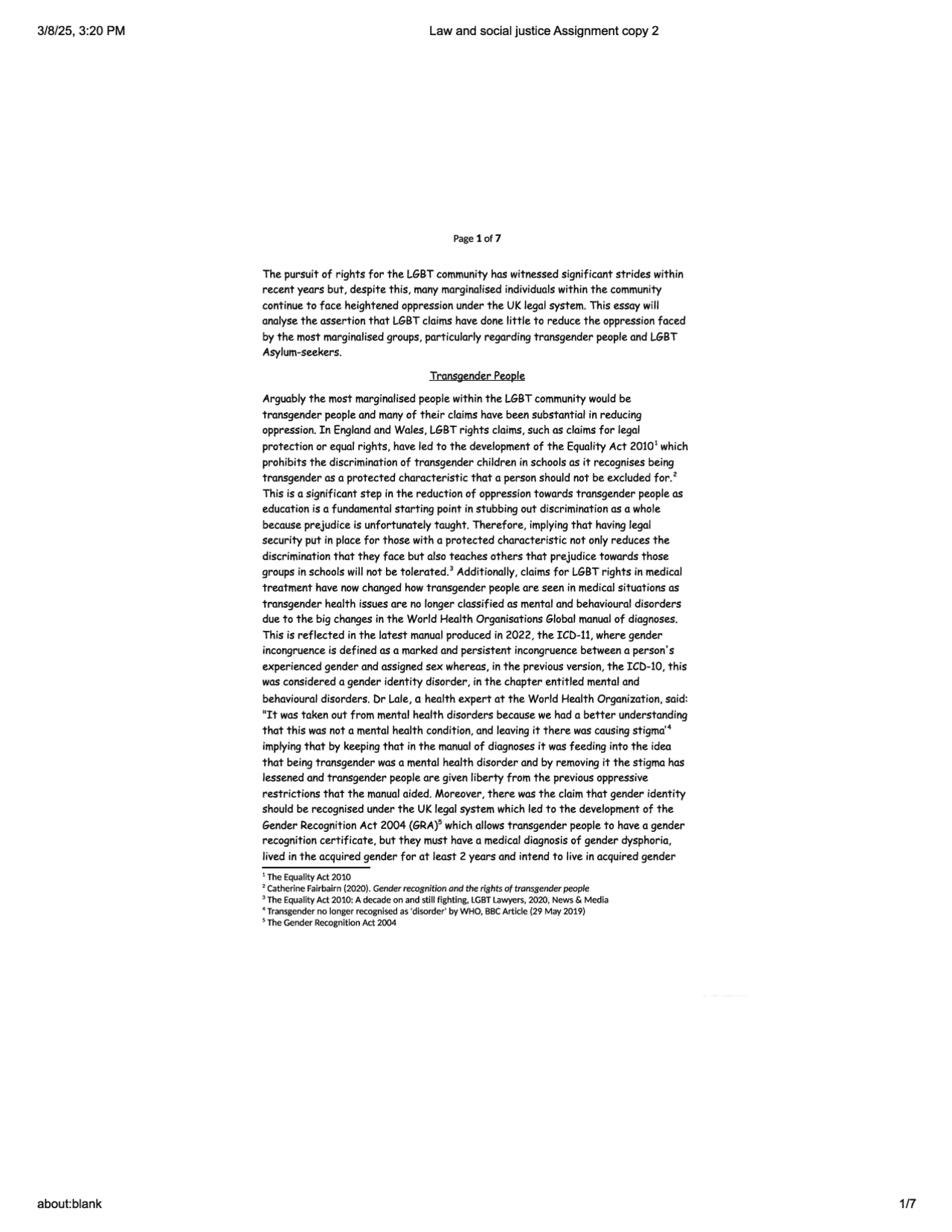 Law and social justice Assignment copy 2 | Assignments Law | Docsity