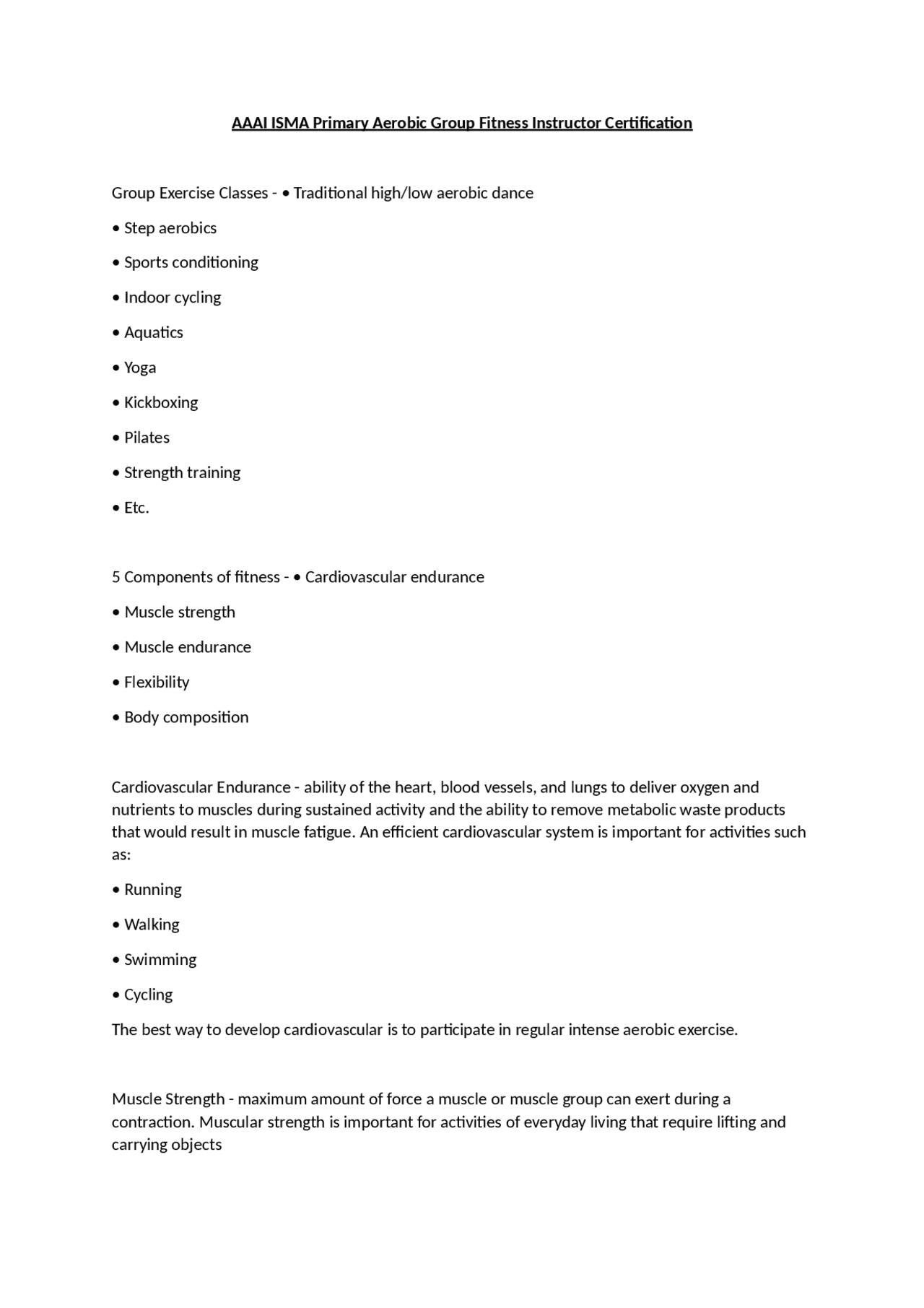 AAAI ISMA Primary Aerobic Group Fitness Instructor Certification ...