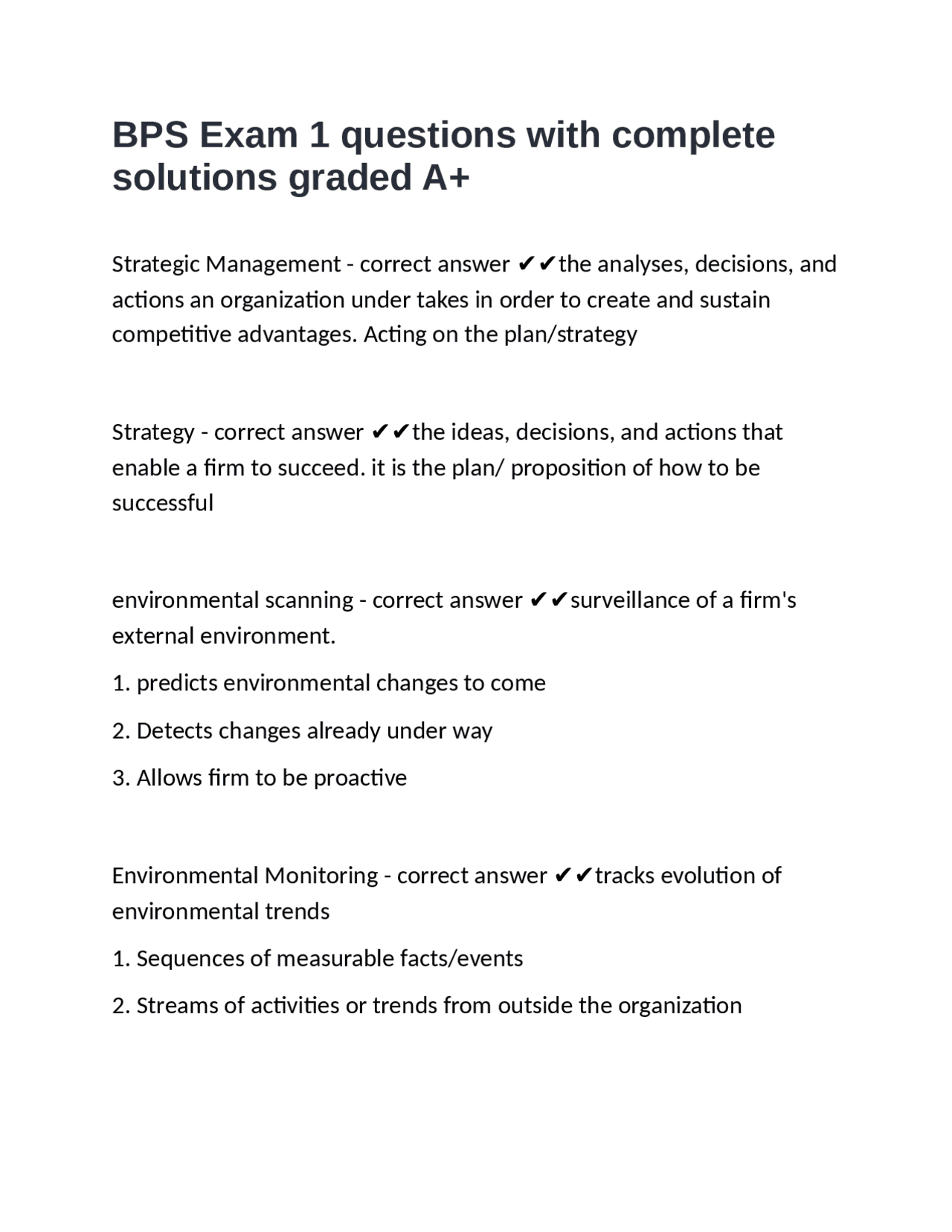 BPS Exam 1 questions with complete solutions graded A+-9.docx | Exams ...