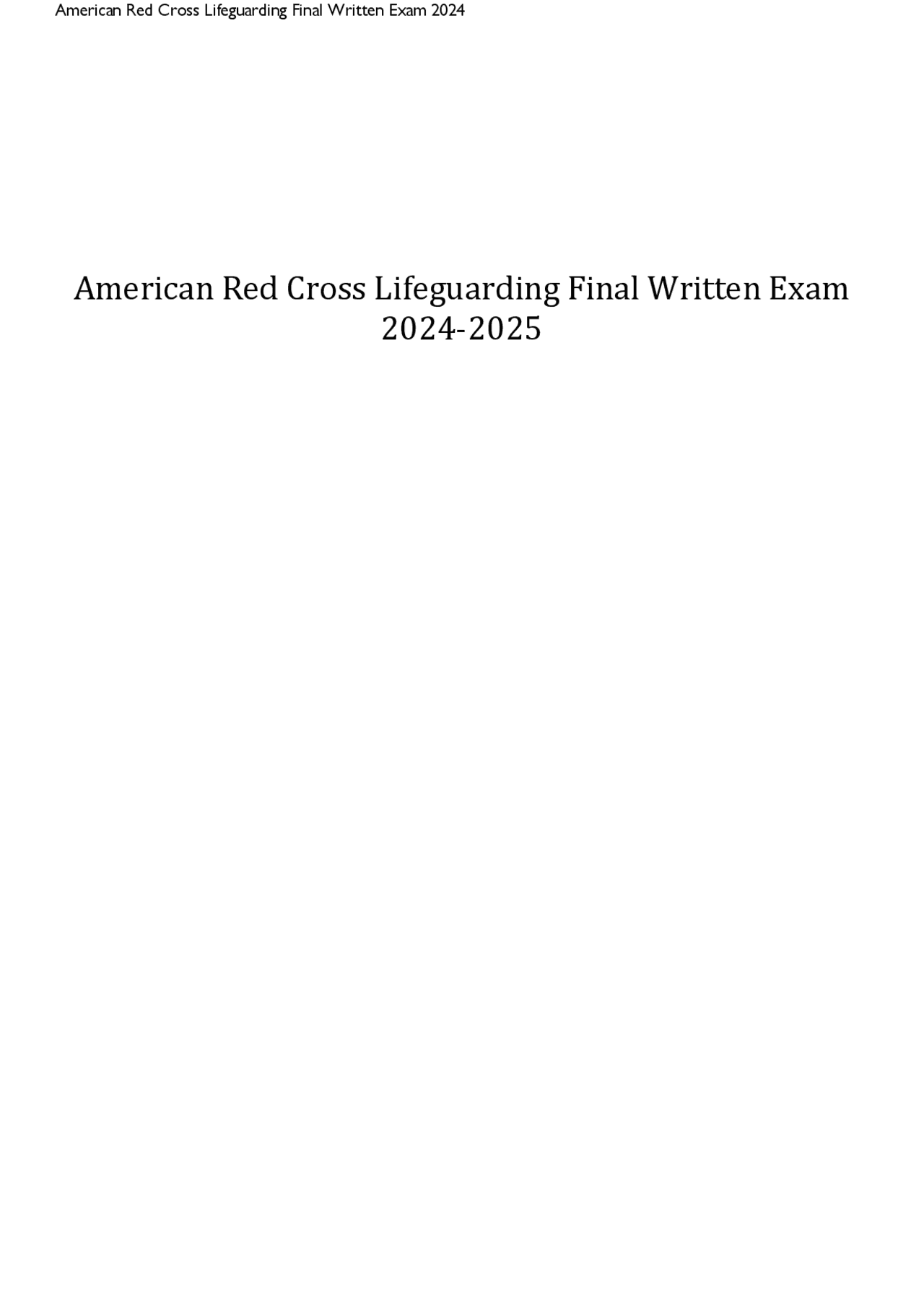 American Red Cross Lifeguarding Final Written Exam 2024 | Exams Health ...