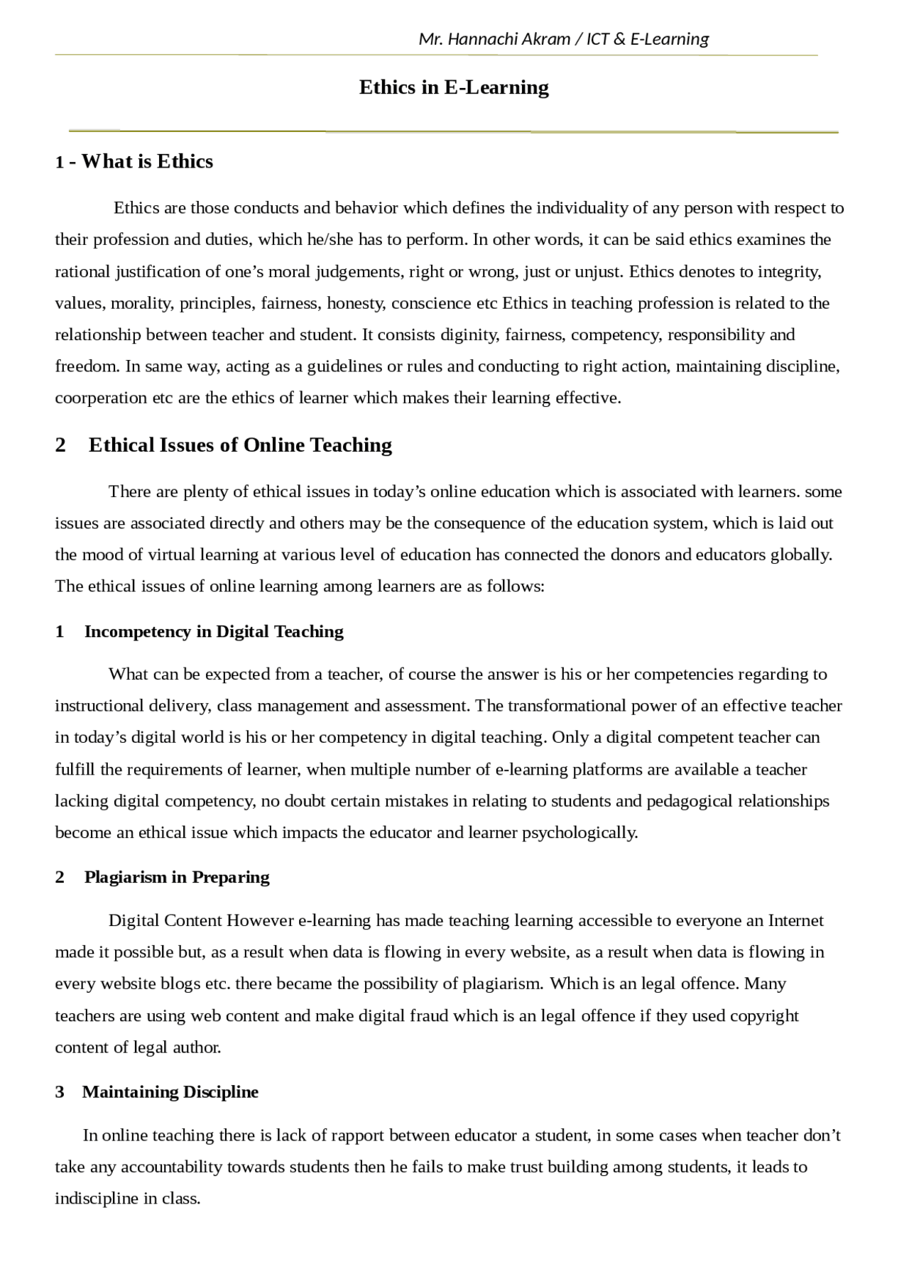 Ethics in E-Learning: Addressing Plagiarism, Digital Conduct, and ...