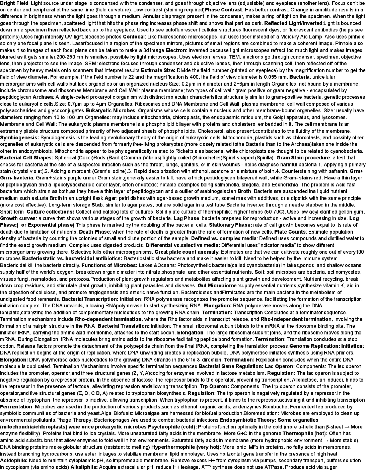 Microbe mission scioly | Cheat Sheet Biology | Docsity