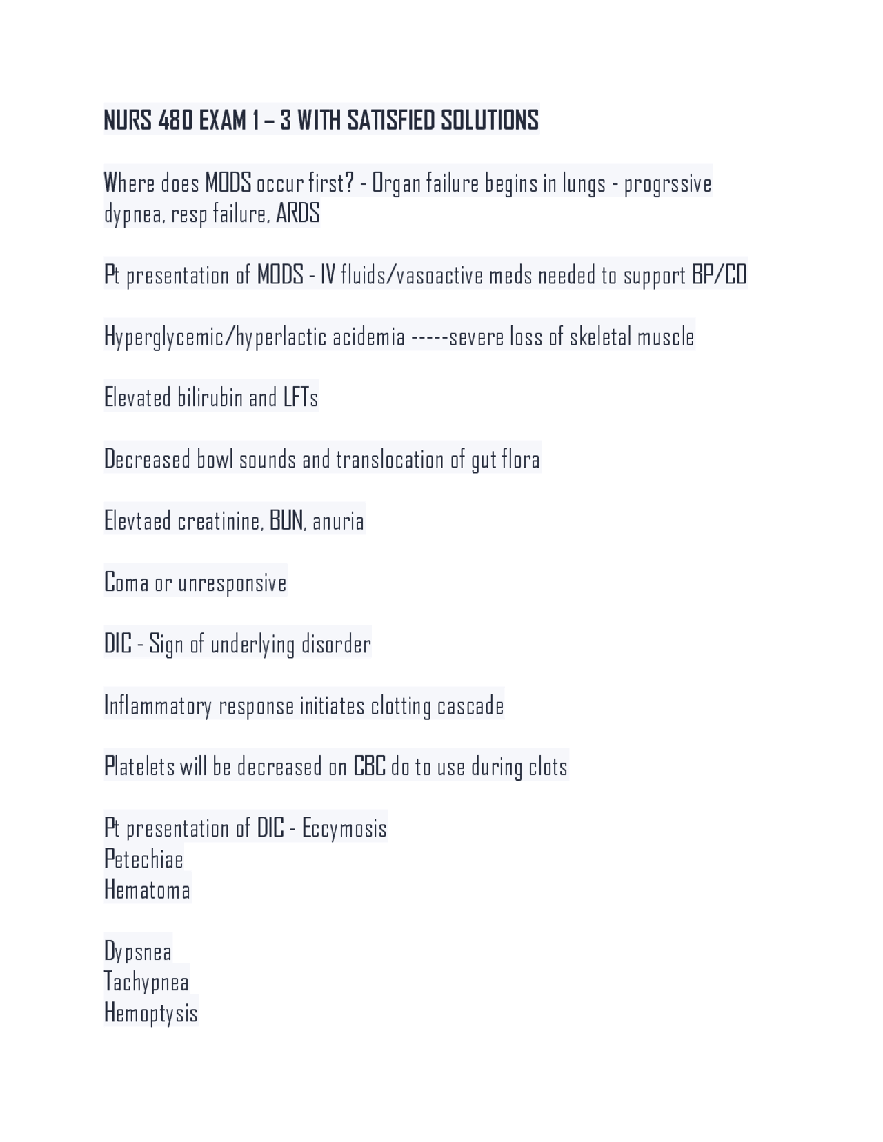 Acute Kidney Injury, MODS, and Shock: NURS 480 Exams 1-3 | Exams ...