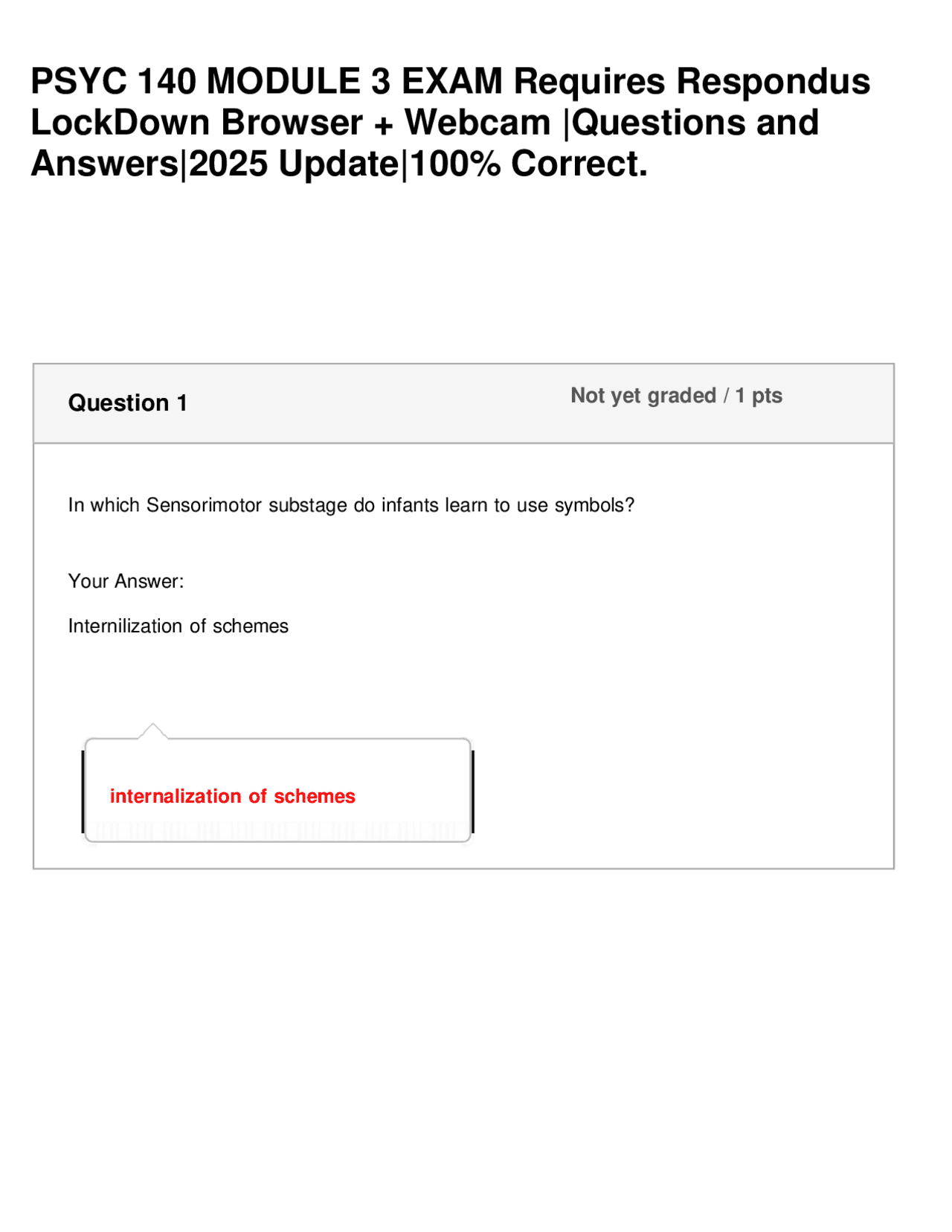 PSYC 140 MODULE 3 EXAM Requires Respondus LockDown Browser + Webcam |Questions and Answers ...