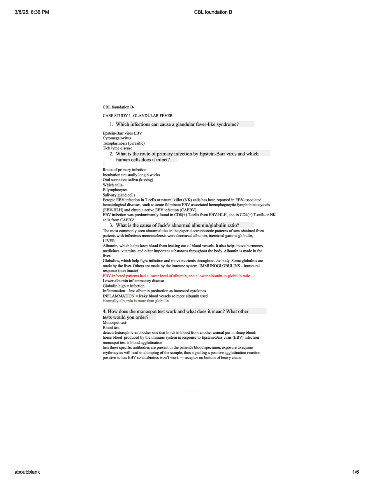 foundation block B CBL notes-Medicine | Study notes Medicine | Docsity