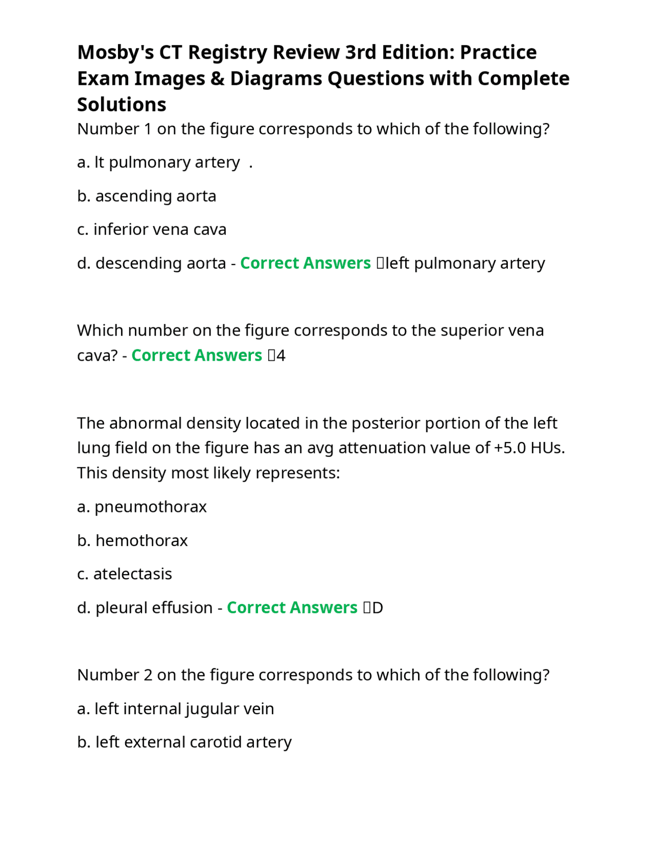 Mosby's CT Registry Review 3rd Edition: Practice Exam Images & Diagrams ...