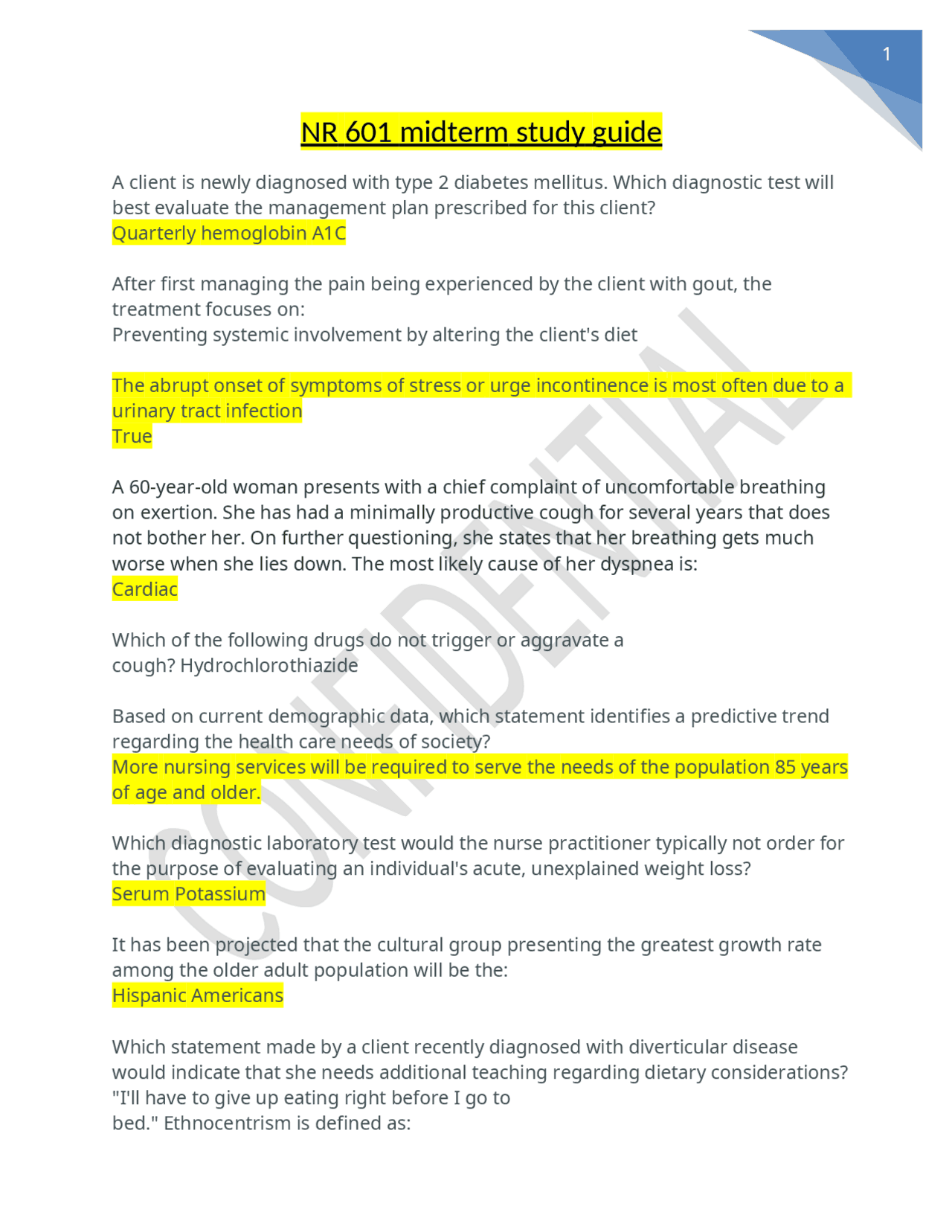 Geriatric Care: Multiple Choice Questions and Answers | Exams Nursing ...