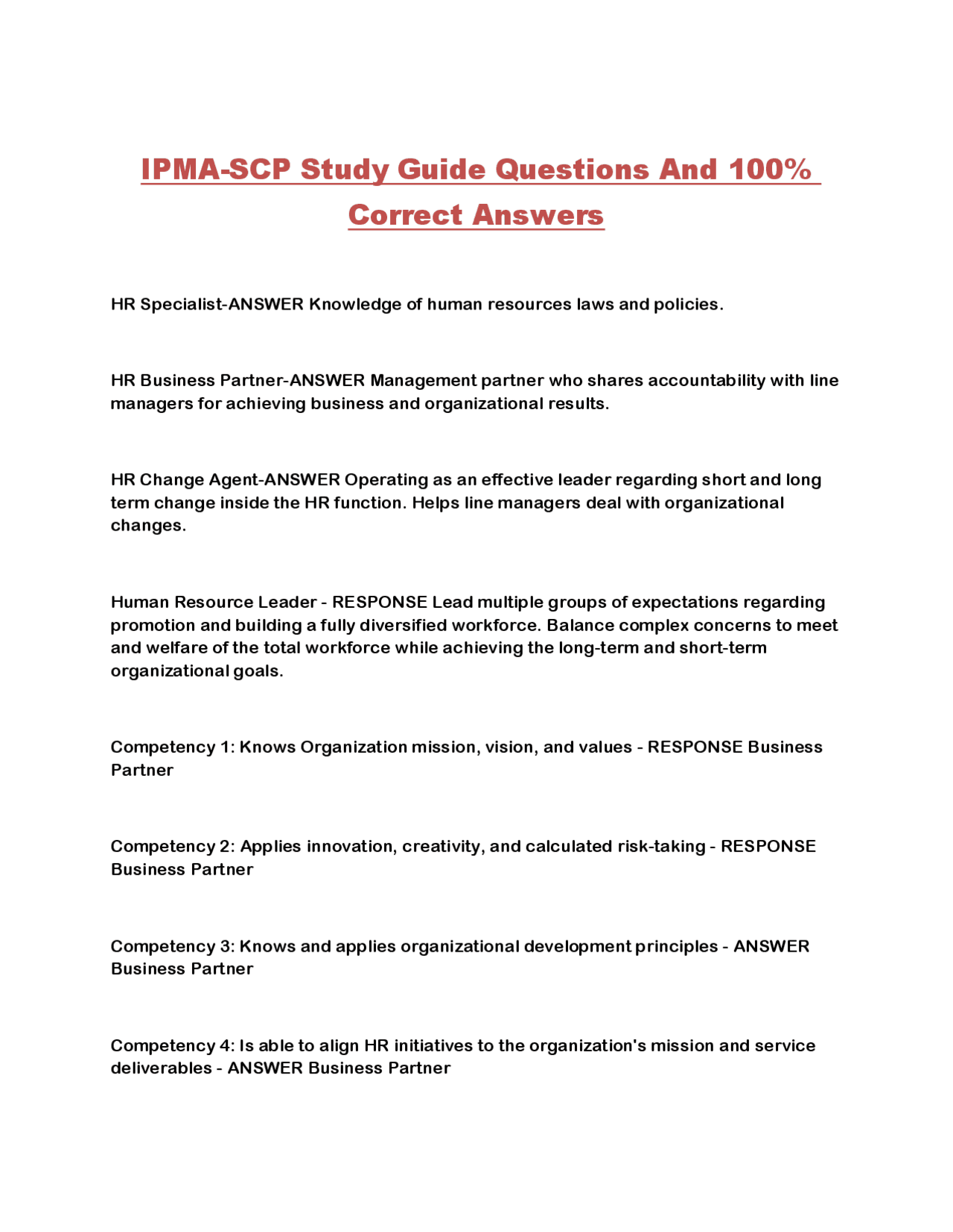 IPMA-SCP Study Guide: HR Specialist, Business Partner, and Change Agent | Exams Advanced ...