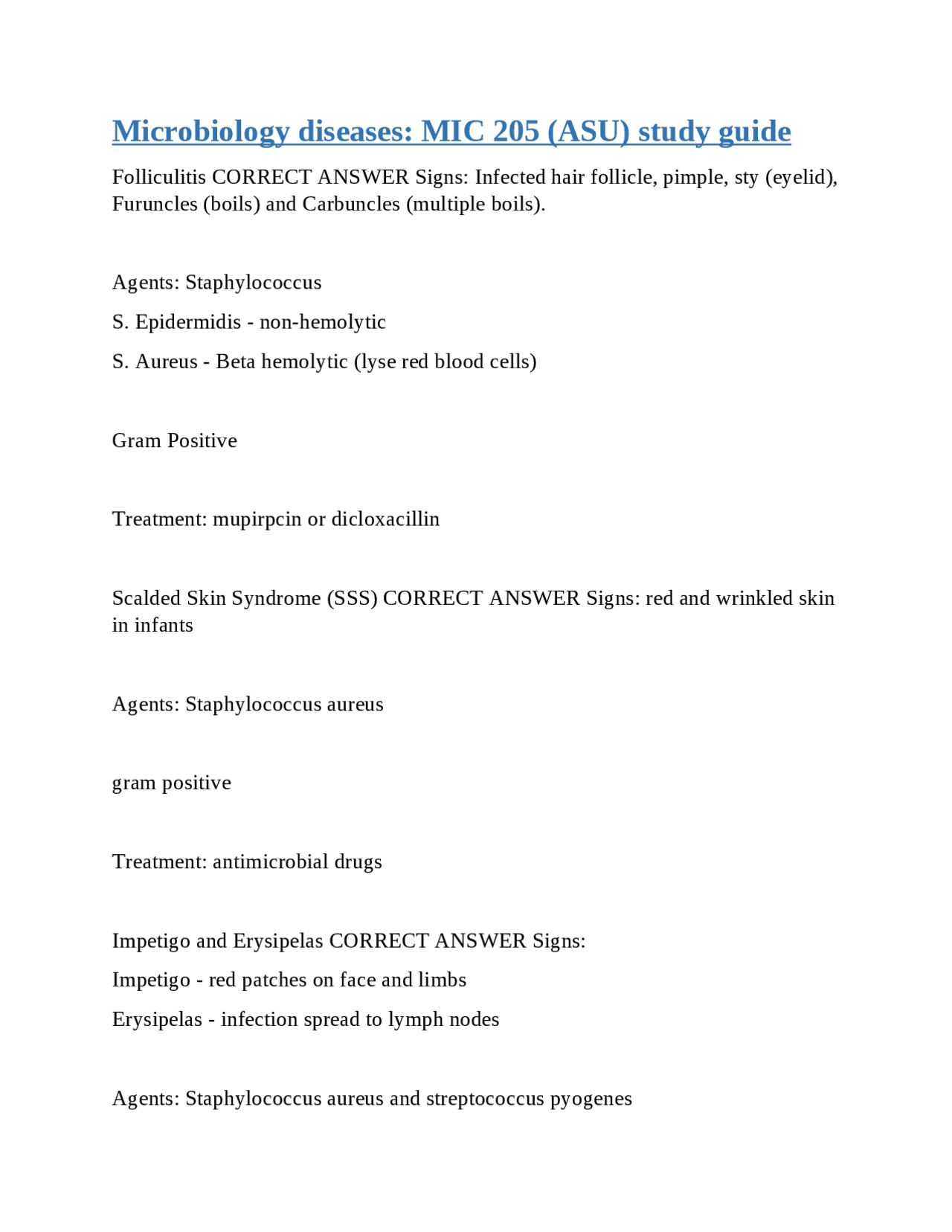 Microbiology diseases: MIC 205 (ASU) study guide | Exams Microbiology ...