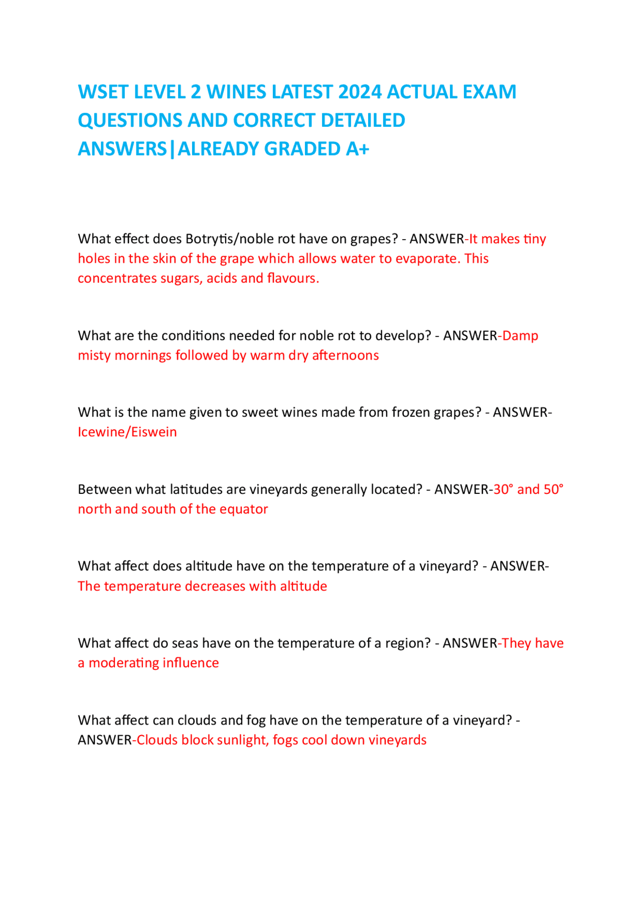 WSET Level 2 Wines Exam Questions and Answers: A Comprehensive Guide to ...