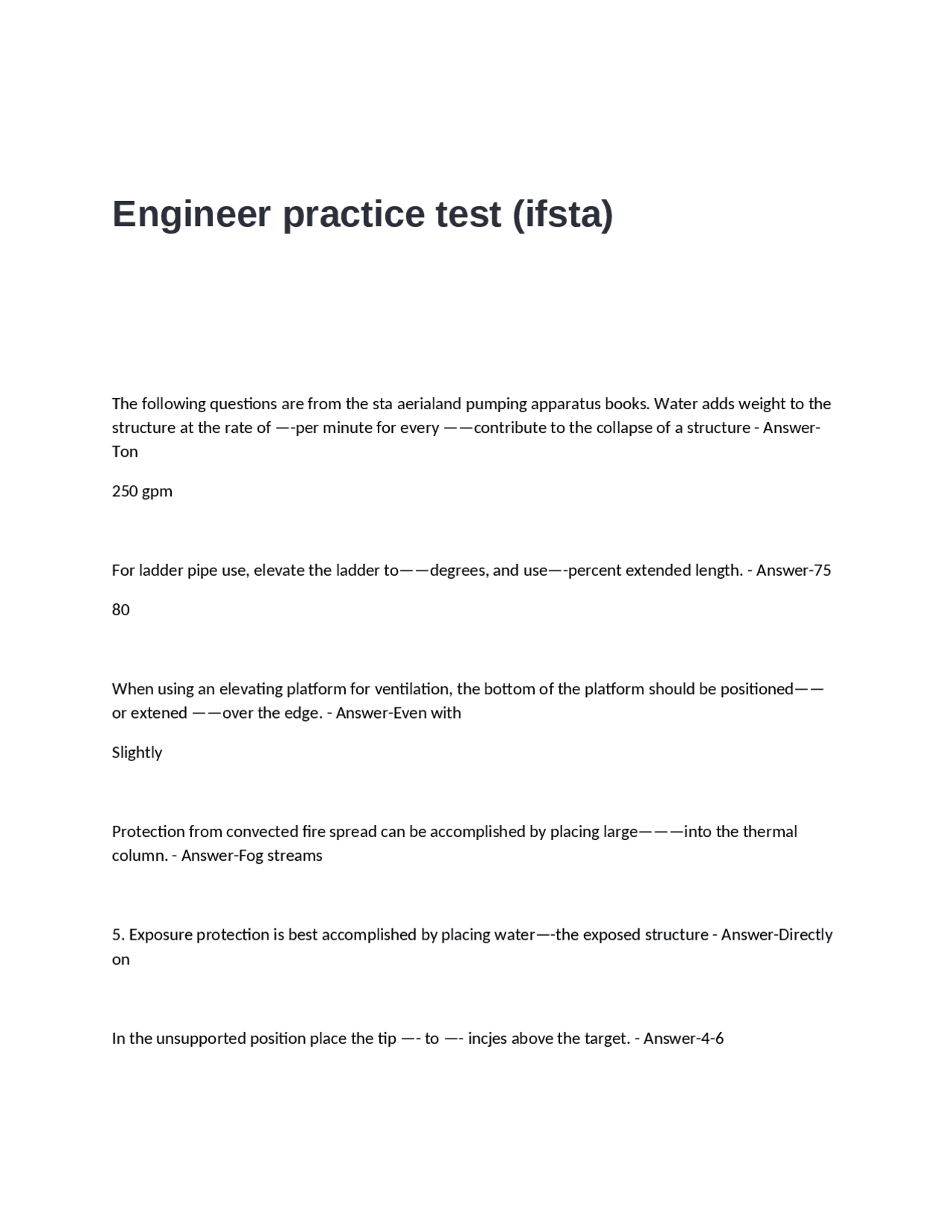 Engineer Practice Test (IFSTA): Aerial and Pumping Apparatus | Exams ...