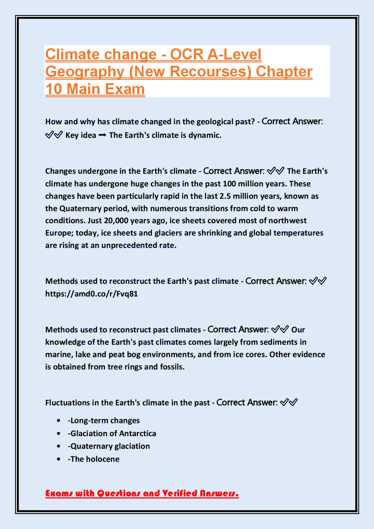 Climate Change: OCR A-Level Geography Exam Questions & Answers | Exams ...