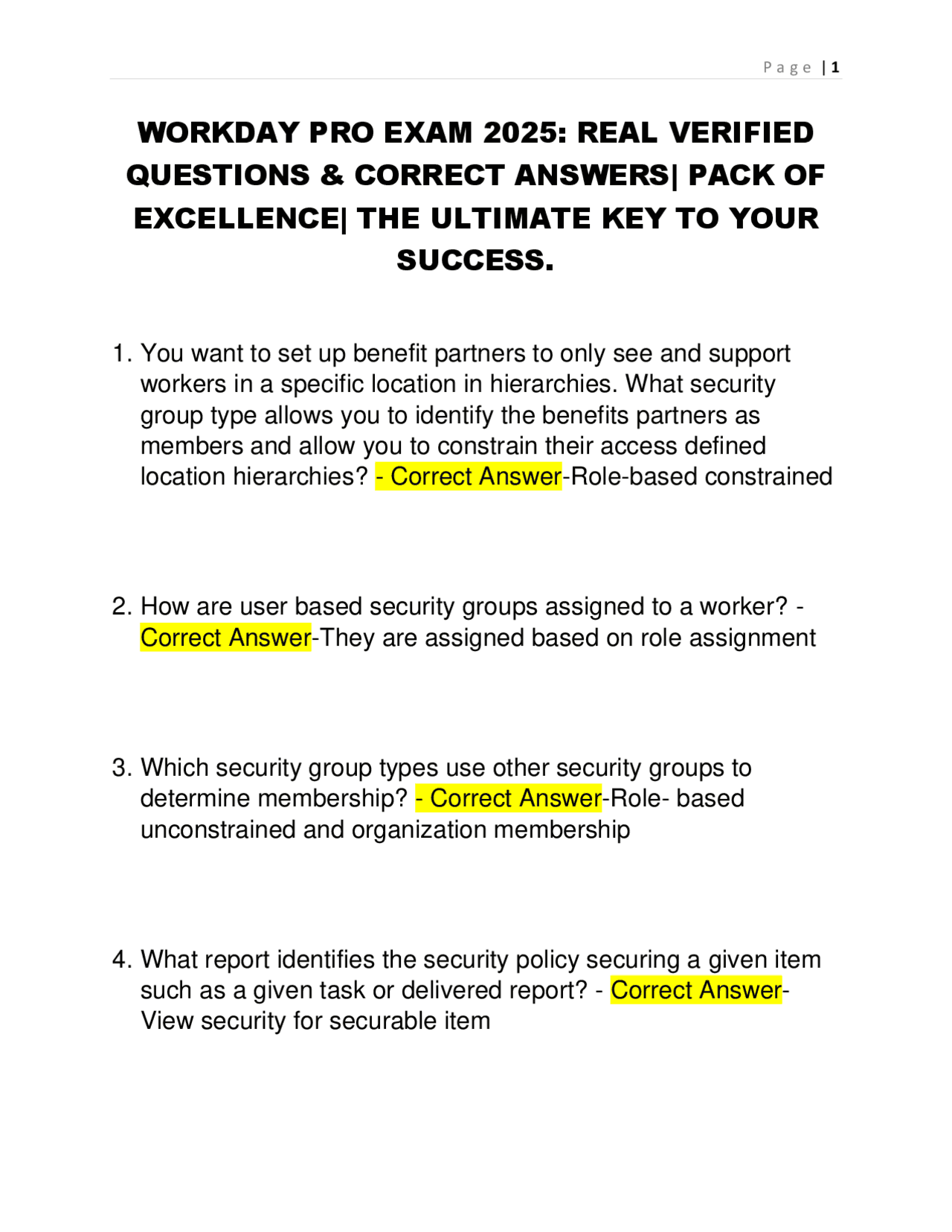 Workday Pro Exam 2025: Real Verified Questions & Correct Answers ...