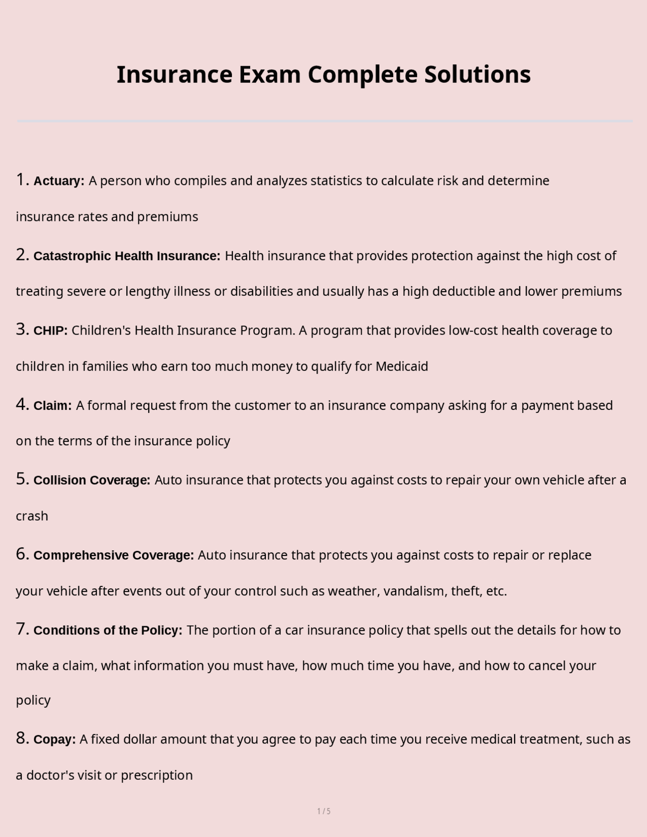 Insurance Exam Complete Solutions | Study Guides, Projects, Research ...