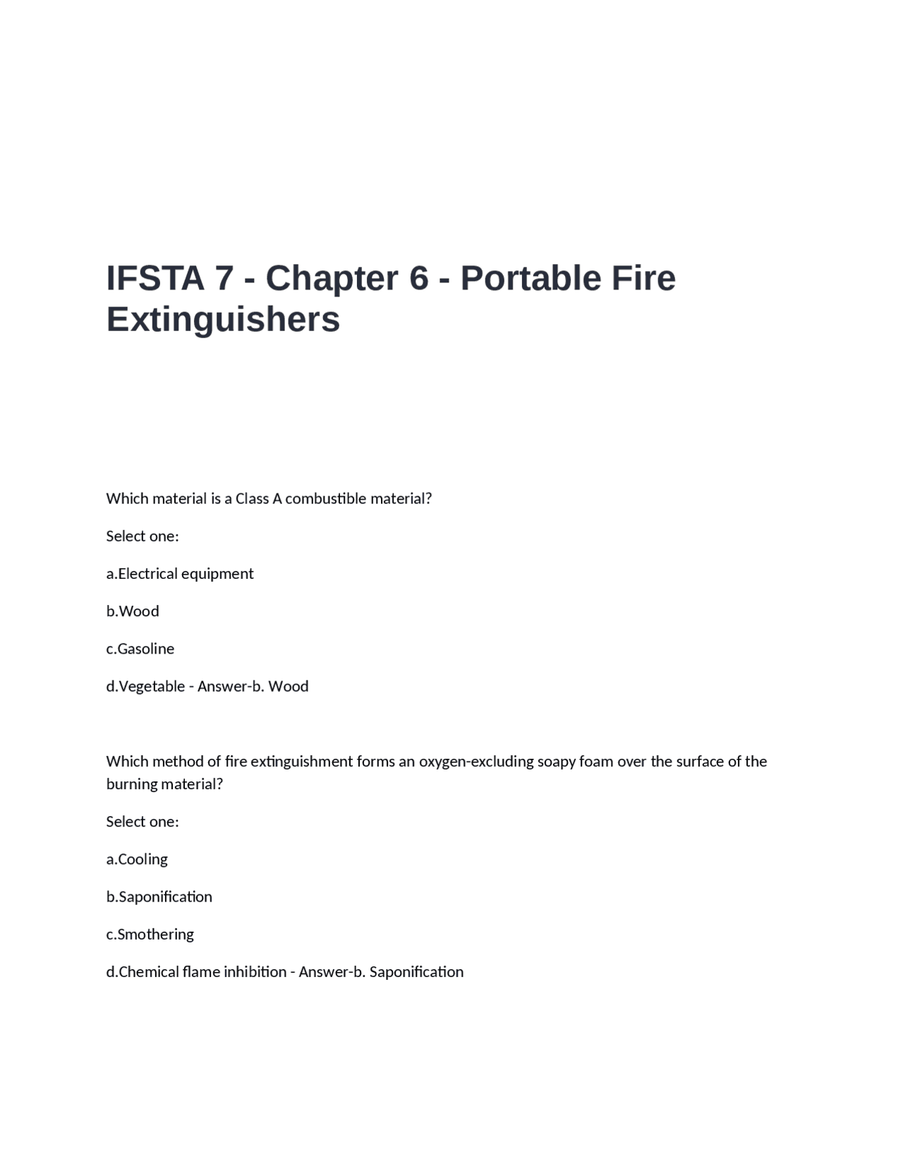 IFSTA 7 - Chapter 6 Exam Questions with 100% Correct Answers - Portable ...