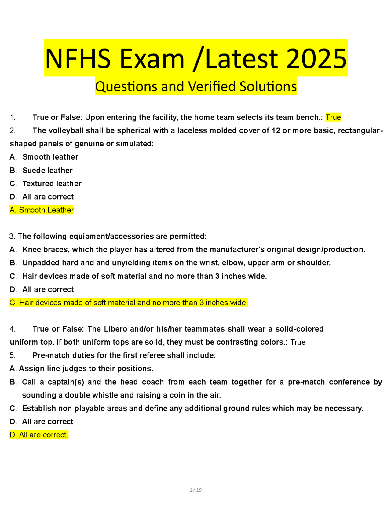 NFHS Final Exam /Latest 2025 /Questions and Verified Answers | Exams ...