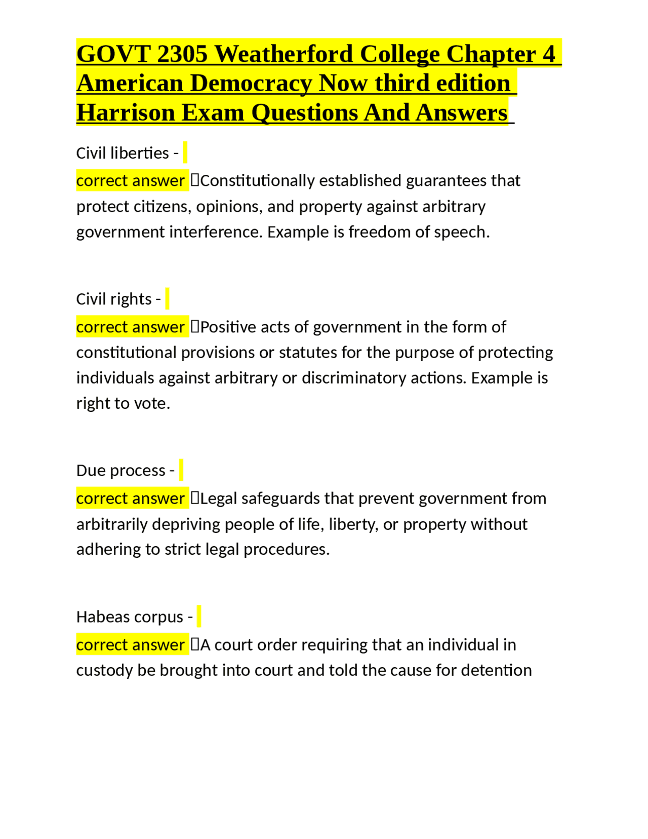 GOVT 2305 Weatherford College Chapter 4 American Democracy Now third ...