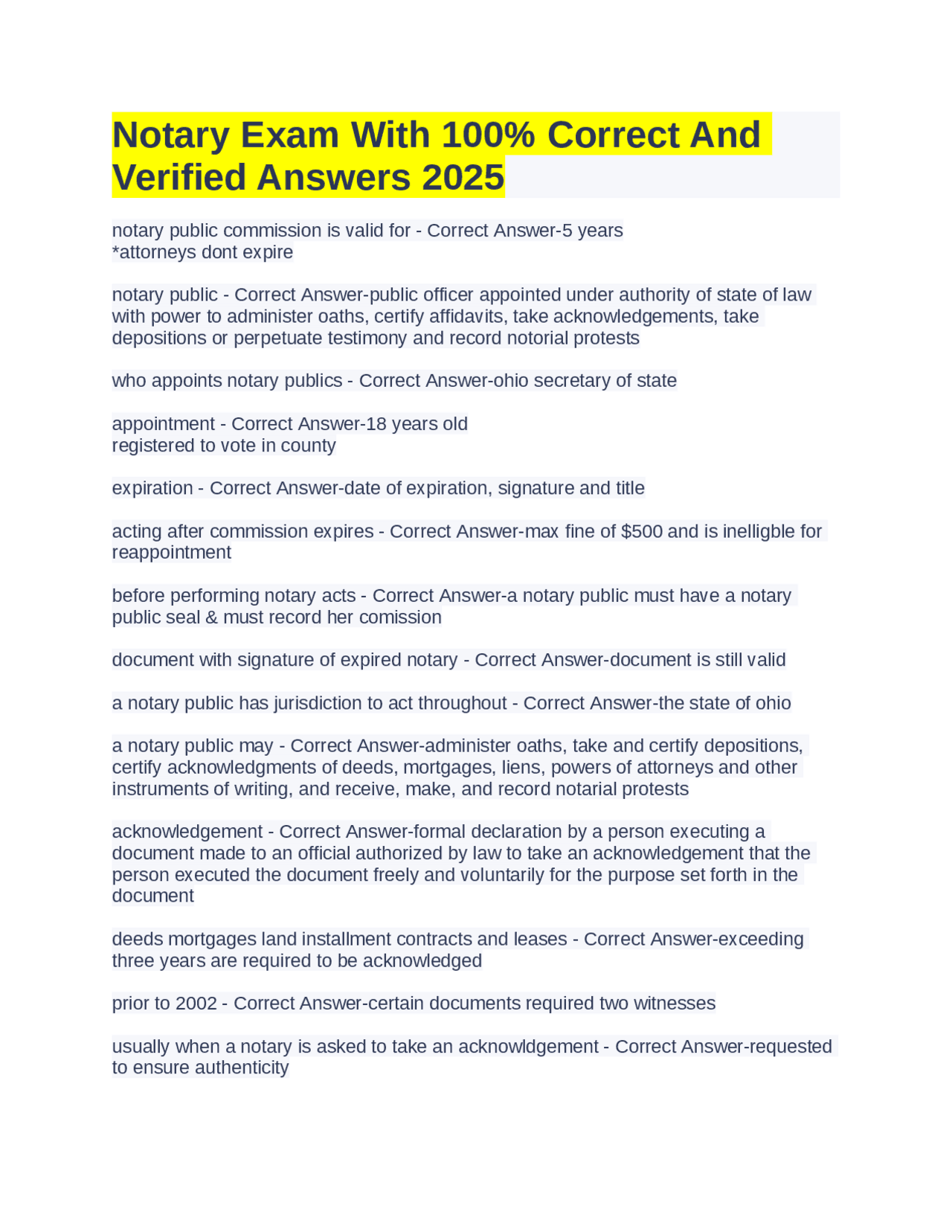 Notary Public Exam: Comprehensive Guide with Answers | Exams Advanced ...