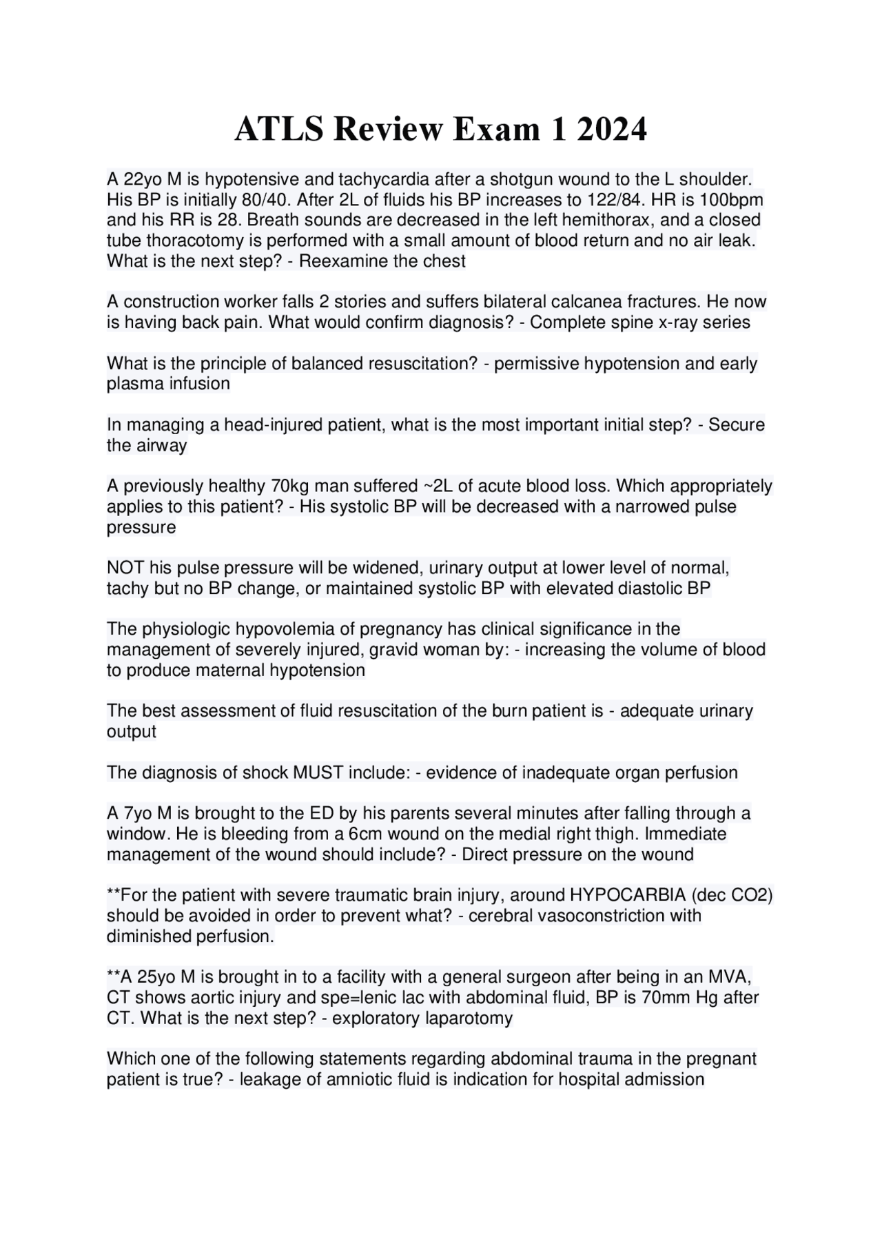 ATLS practice test 2024 ATLS 2025 exam preparation 250 real ATLS ...