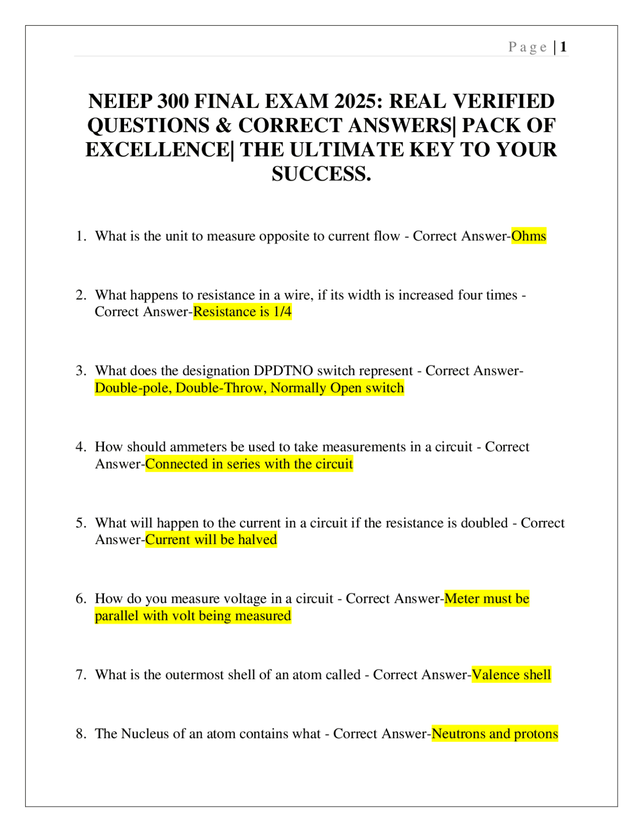 NEIEP 300 Final Exam 2025: Real Verified Questions & Correct Answers | Exams Advanced Education ...