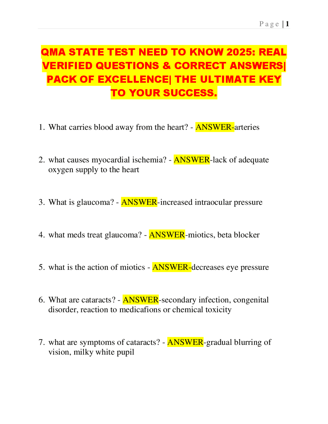 QMA STATE TEST NEED TO KNOW 2025: REAL VERIFIED QUESTIONS & CORRECT ...