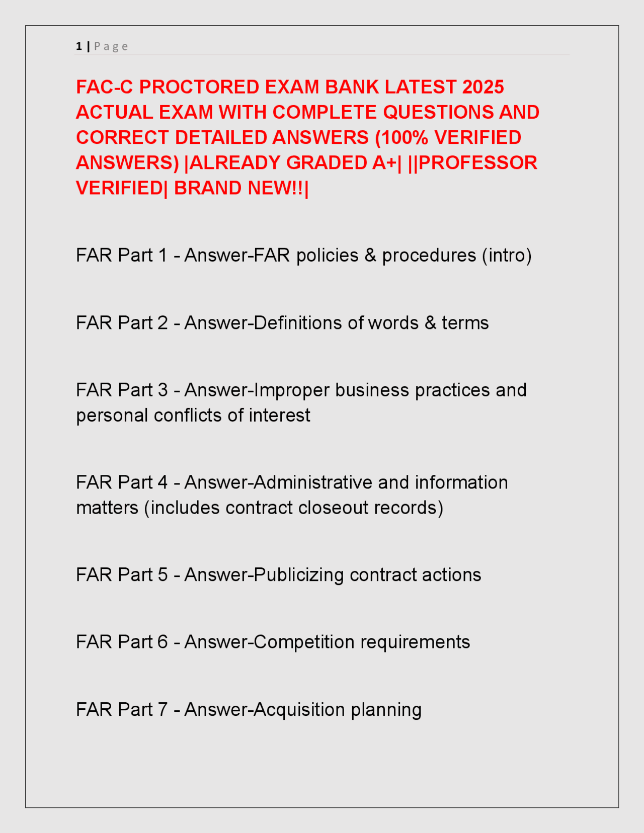 FAC-C PROCTORED EXAM BANK LATEST 2025 ACTUAL EXAM WITH COMPLETE ...