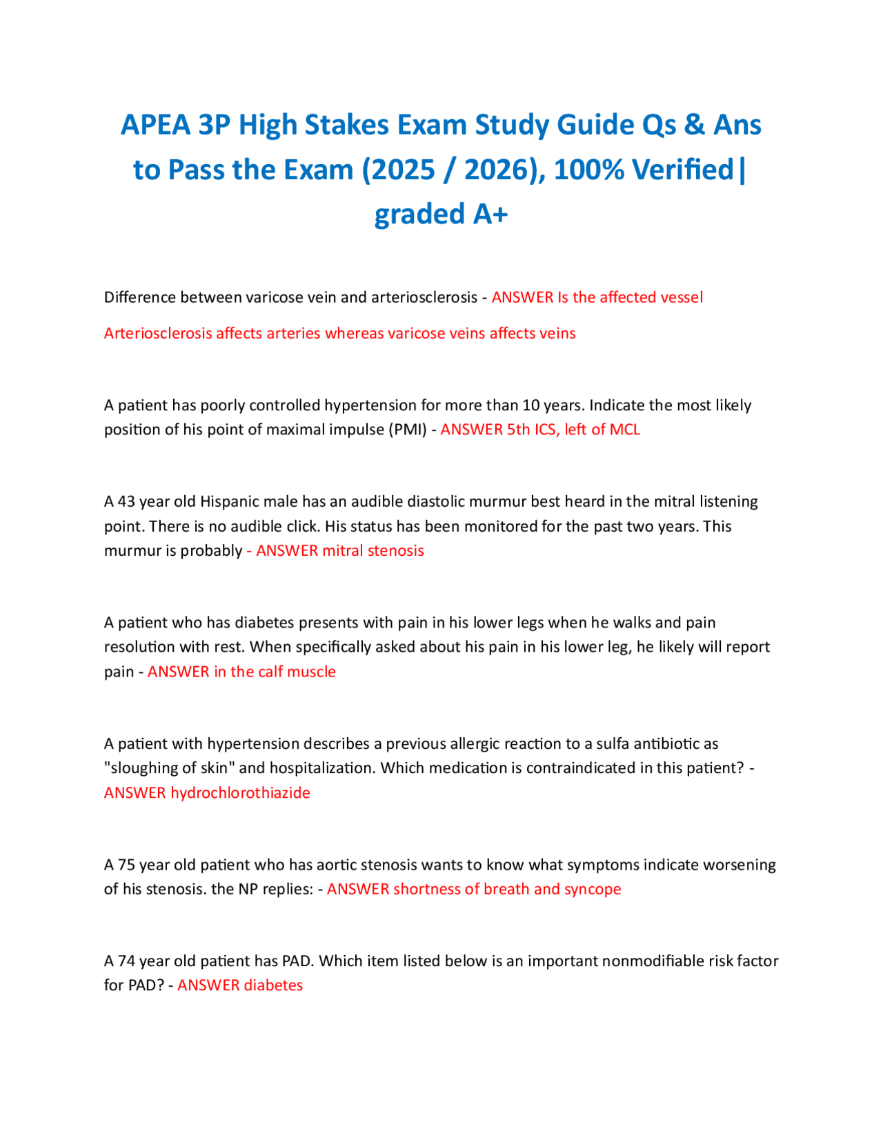 APEA 3P High Stakes Exam Study Guide: Questions and Answers for Success ...