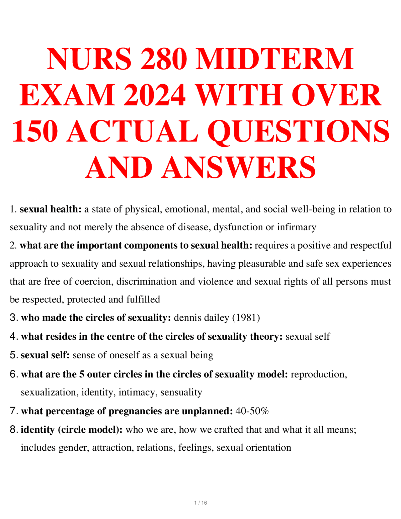 NURS 280 Midterm Exam 2024: Comprehensive Study Guide with Questions and Answers | Exams Nursing ...