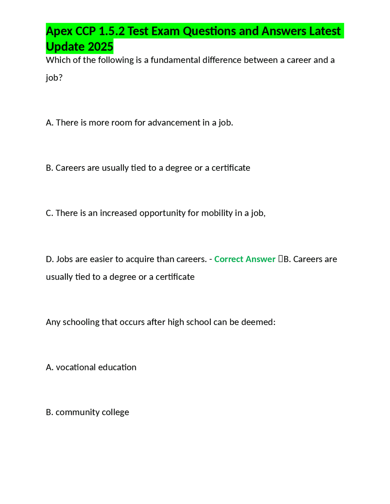 Apex CCP 1.5.2 Test Exam Questions and Answers Latest Update 2025 ...