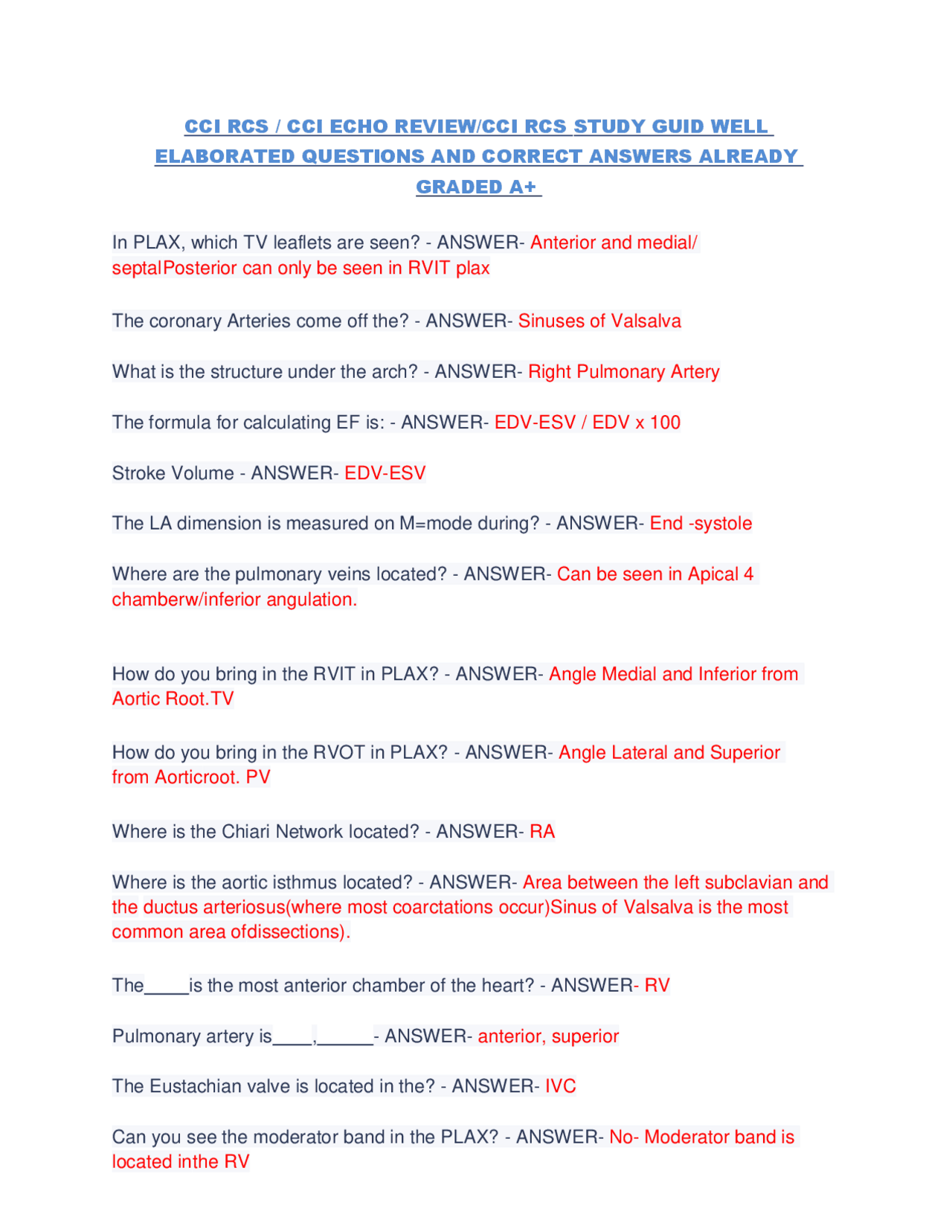 Echocardiography Study Guide: Questions and Answers for Medical ...