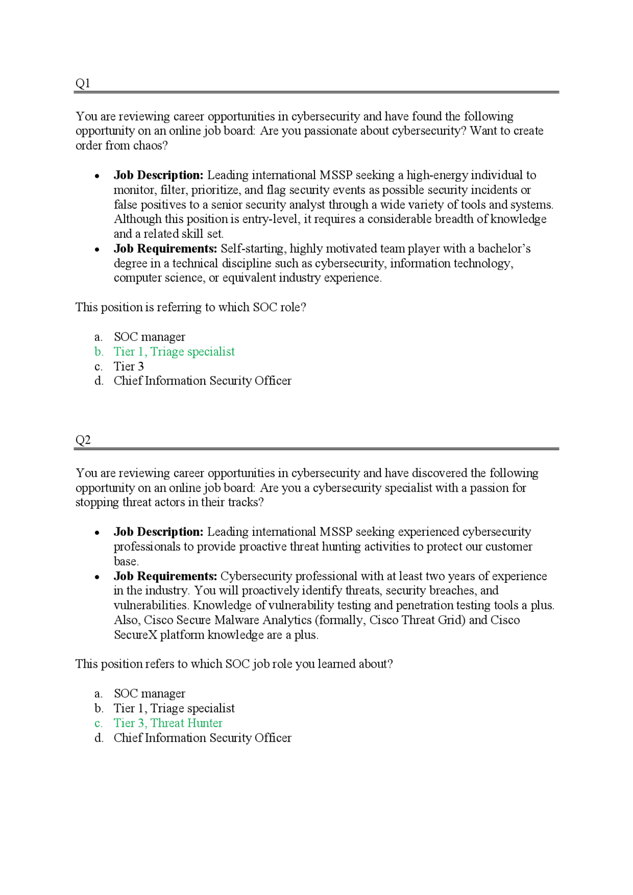 1 CISCOU Post Assesment Security Operations Center Questions and Answers 2025 | Exams Computer ...
