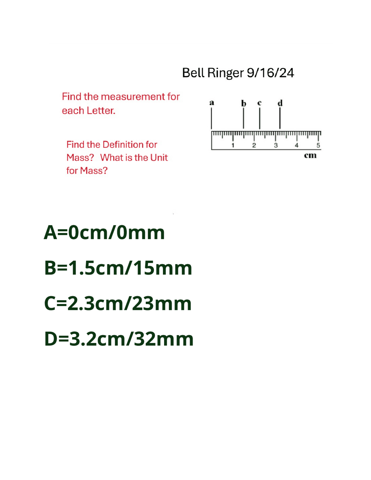 Science bell ringer january | Summaries Environmental science | Docsity