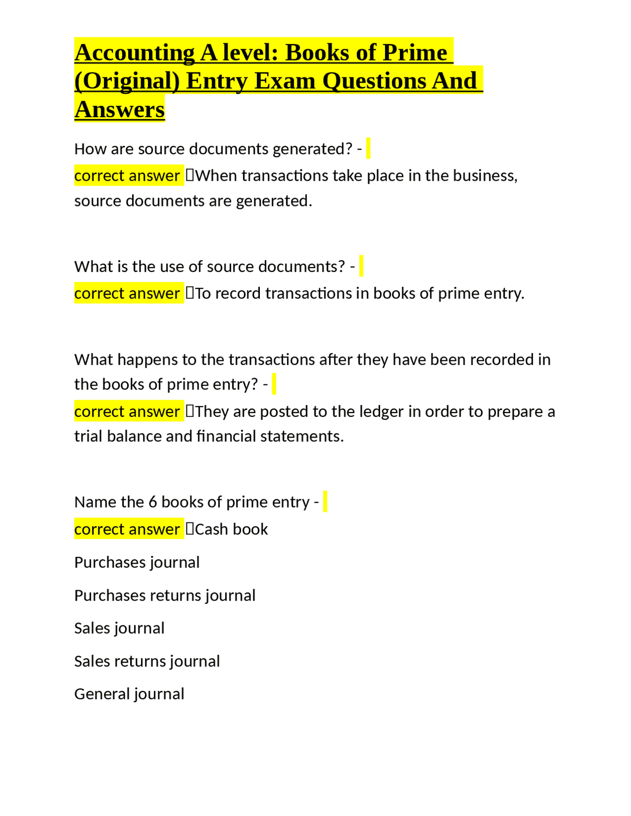 General Journal Entries Questions And Answers