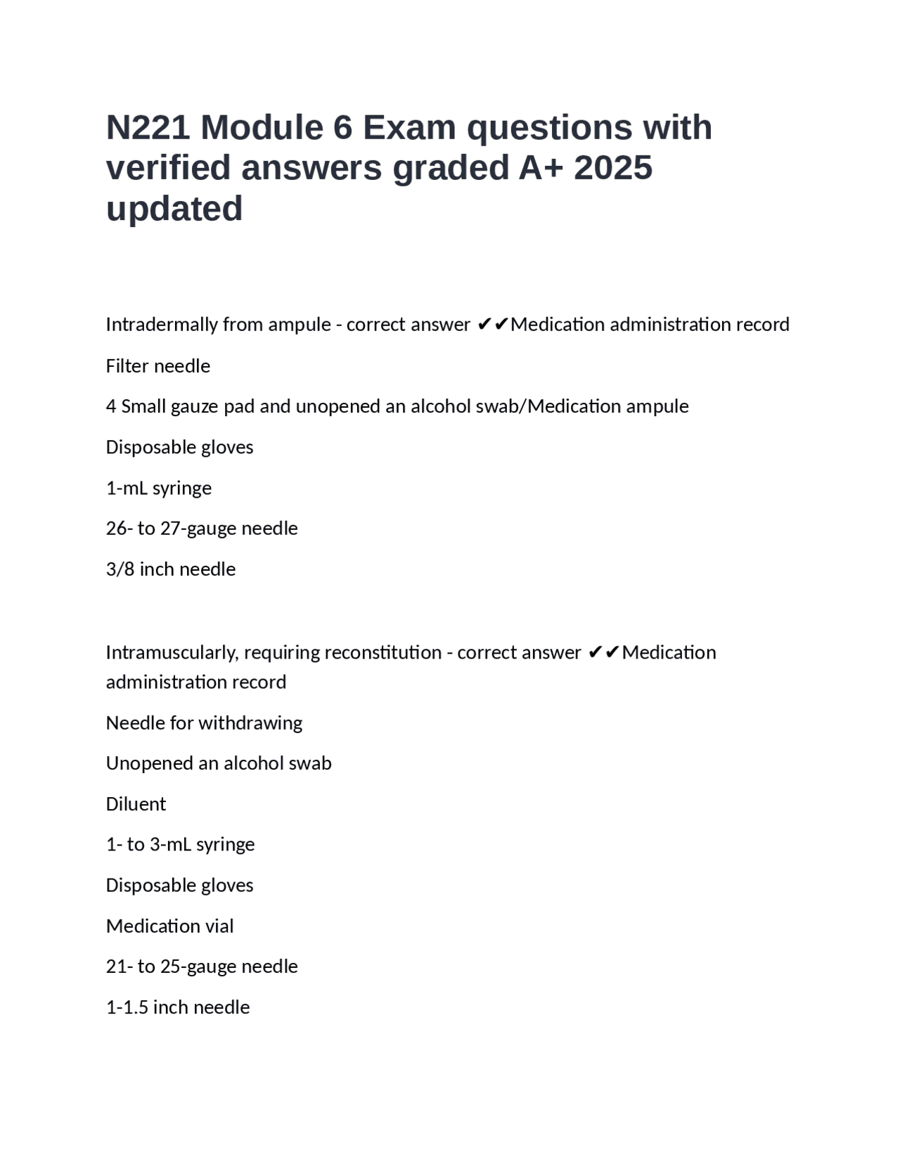 N221 Module 6 Exam questions with verified answers graded A+ 2025 ...