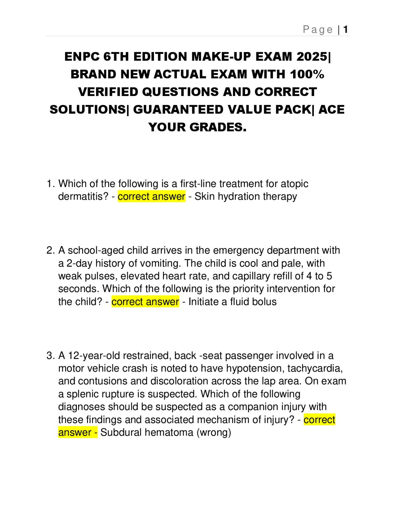 ENPC 6TH EDITION MAKE-UP EXAM 2025| BRAND NEW ACTUAL EXAM. | Exams ...