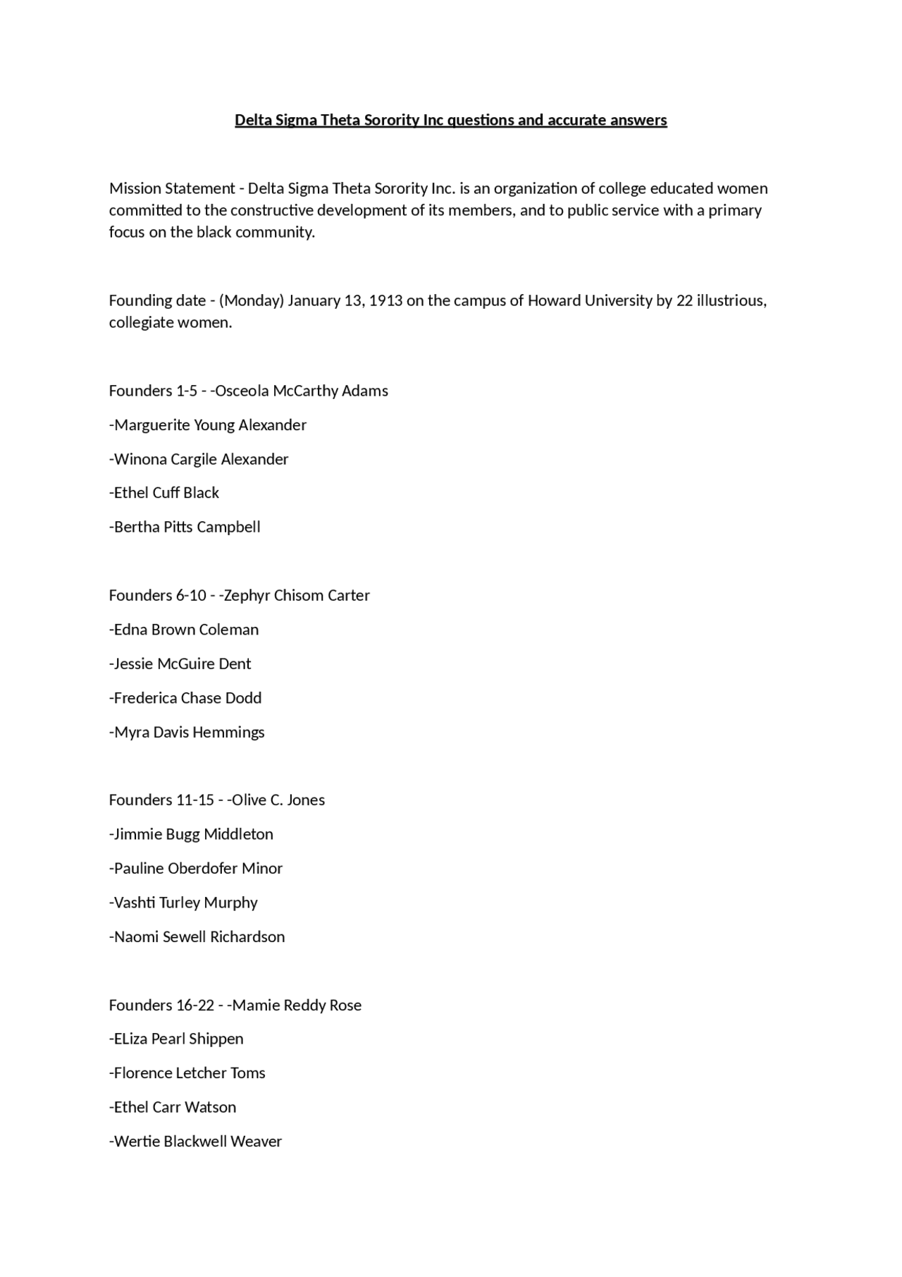 Delta Sigma Theta Sorority Inc.: History, Mission, and Programs | Exams ...