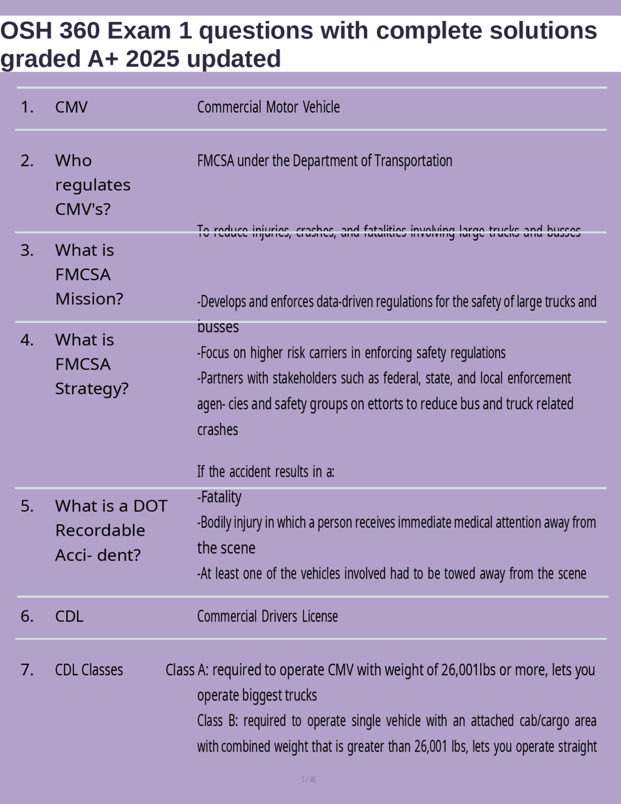 OSH 360 Exam 1 questions with complete solutions graded A+ 2025 updated ...