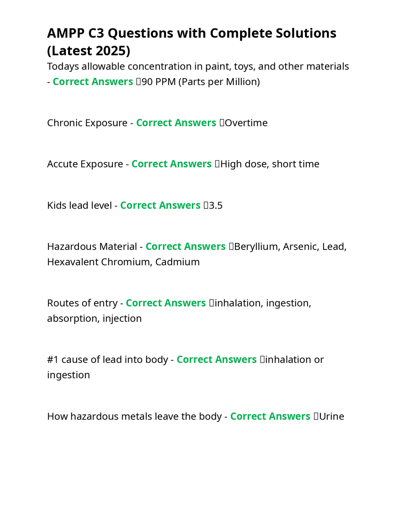AMPP C3 Questions with Complete Solutions (Latest 2025) | Exams Nursing ...