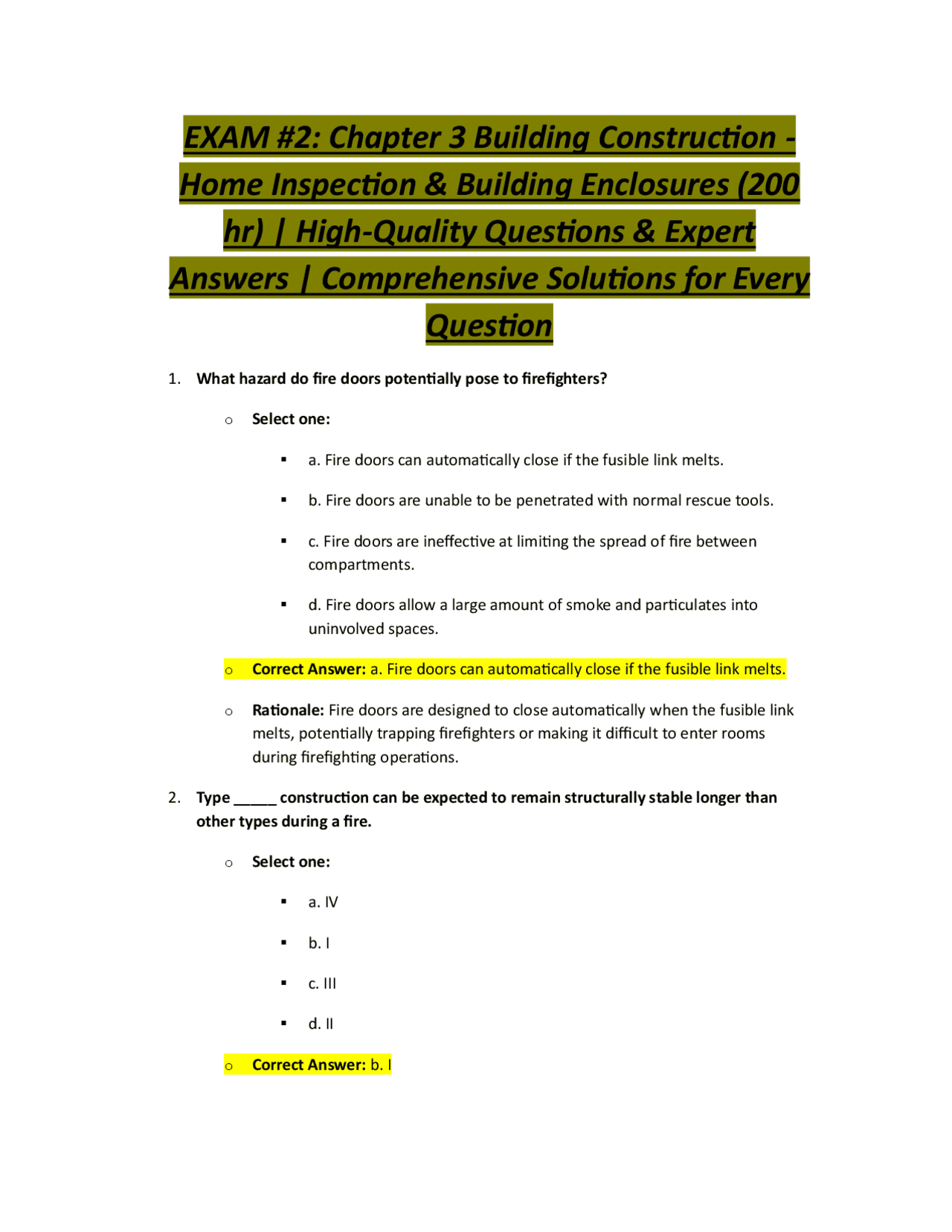EXAM #2: Chapter 3 Building Construction - Home Inspection & Building Enclosures | Exams ...