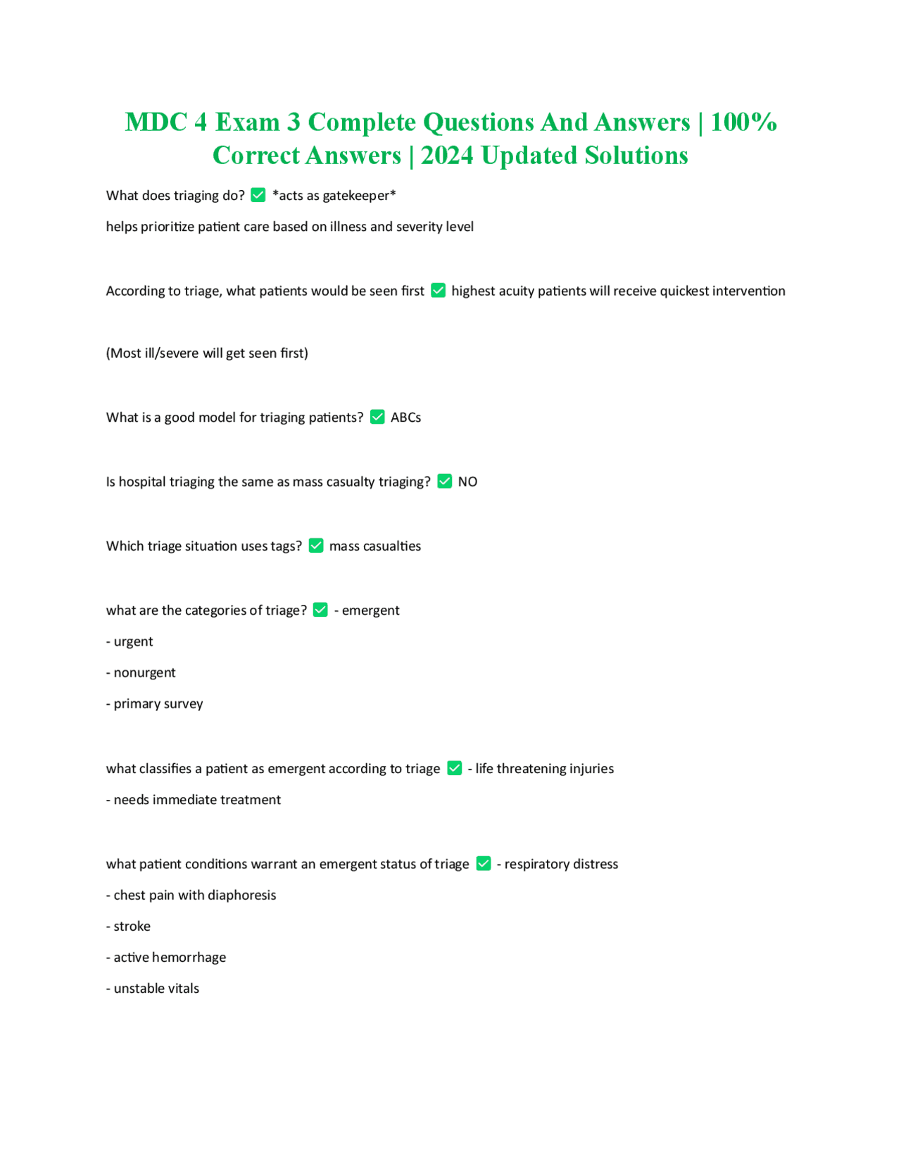 MDC 4 Exam 3 Complete Questions And Answers | 100% Correct Answers ...