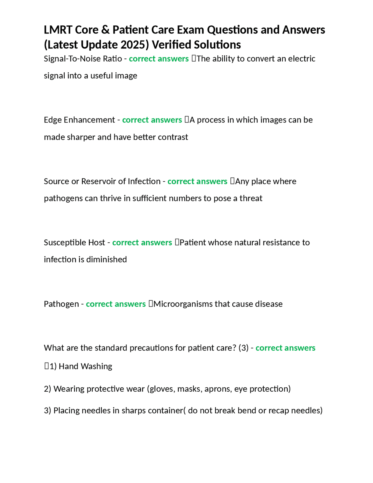 LMRT Core & Patient Care Exam Questions and Answers (Latest Update 2025 ...