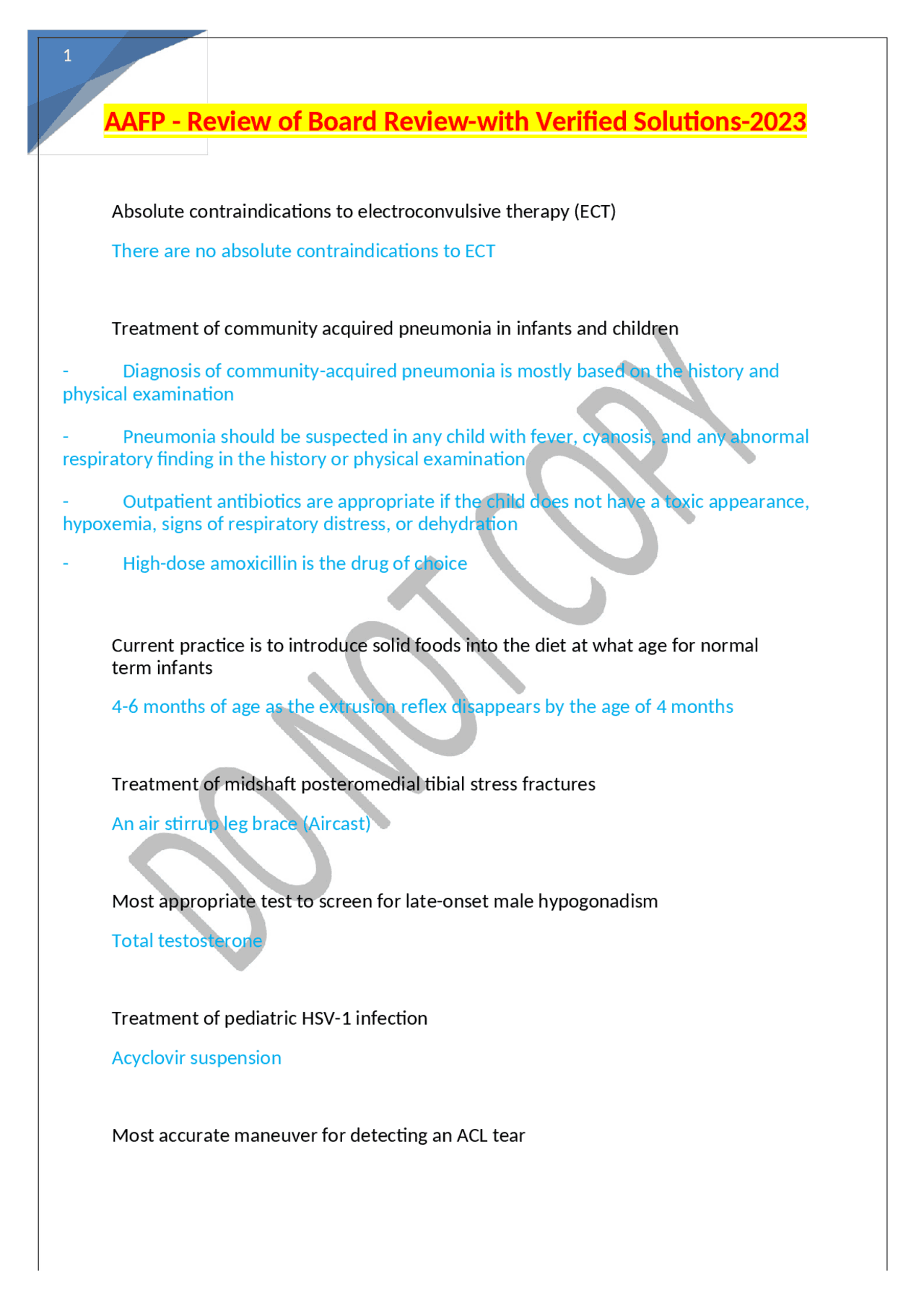 AAFP: Review of Board Review Exam Questions and Answers 2024 | Exams ...