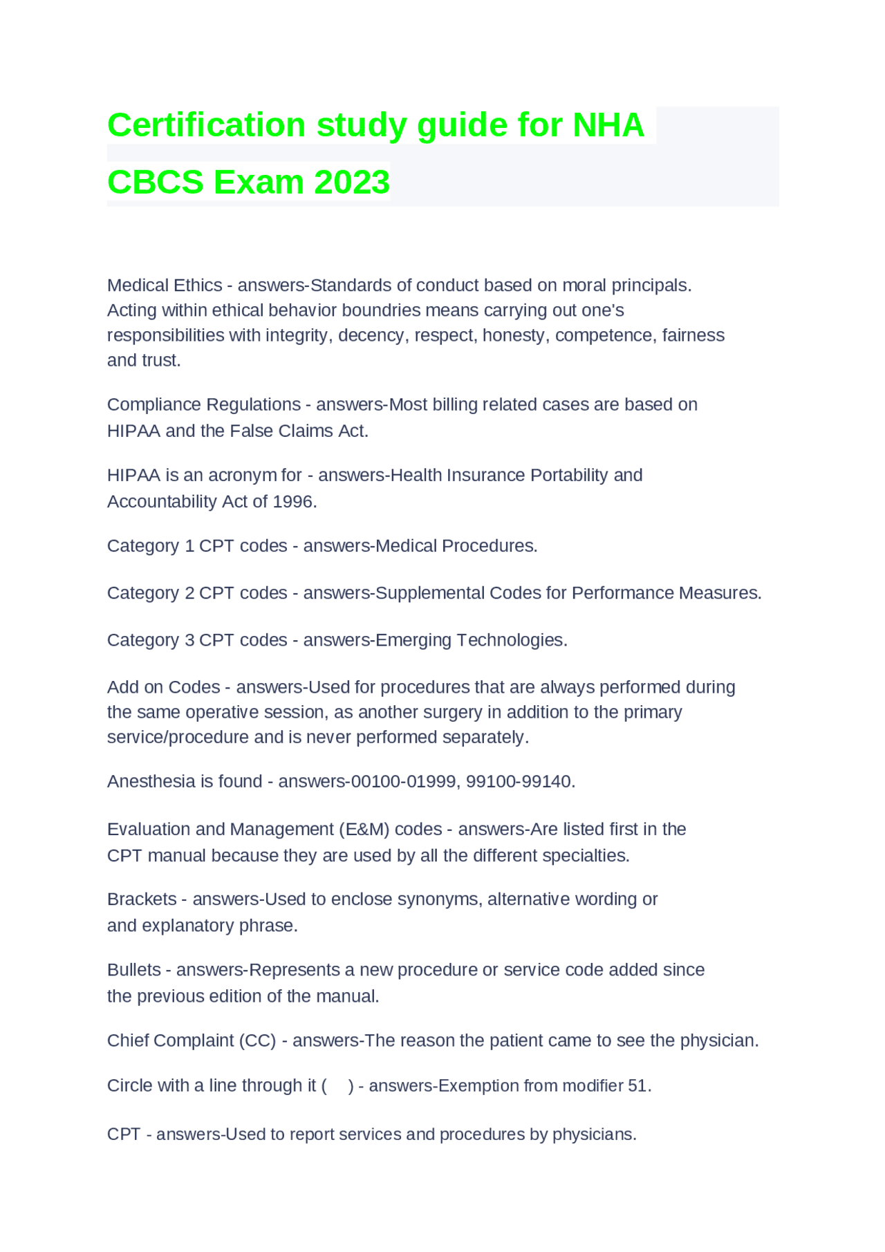 Certification Study Guide for NHA CBCS Exam 2023: Medical Coding and ...