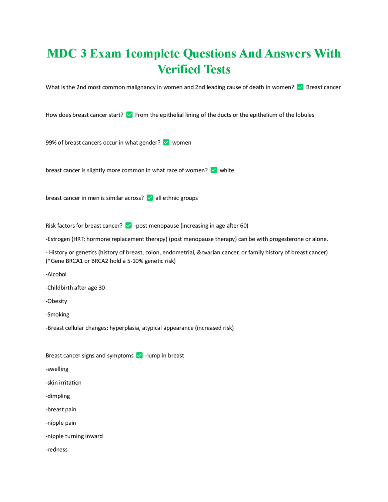MDC 3 Exam 1 complete Questions And Answers With Verified Tests | Exams ...