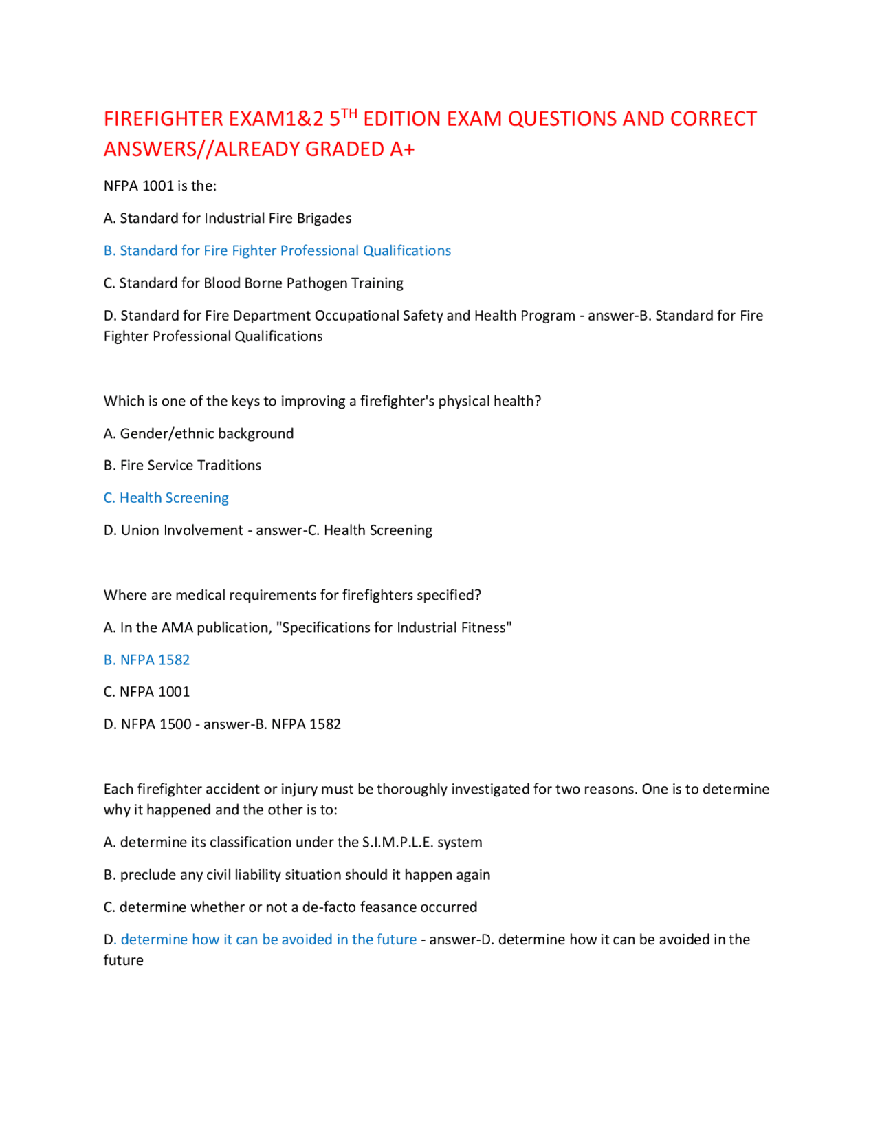 Firefighter Exam Questions and Answers: NFPA 1001 and Beyond | Exams ...