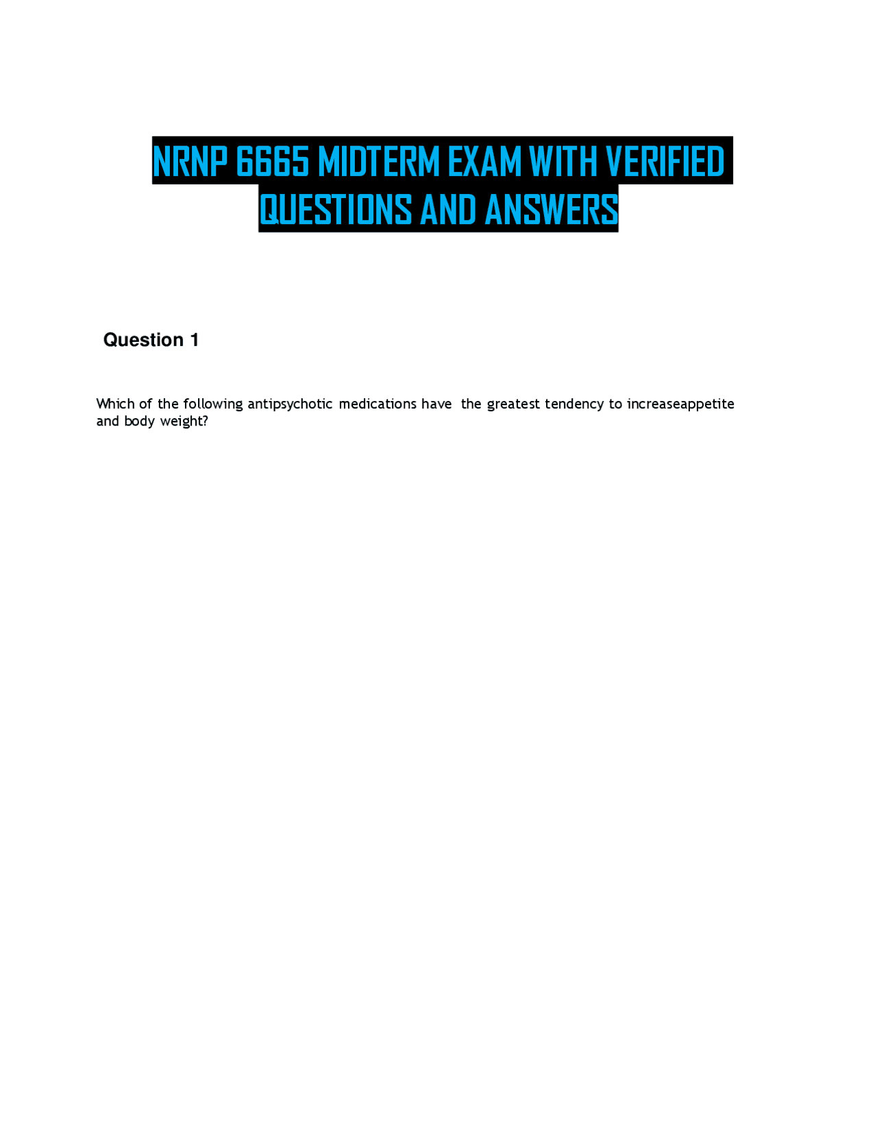 NRNP 6665 MIDTERM EXAM WITH VERIFIED QUESTIONS AND ANSWERS | Exams ...
